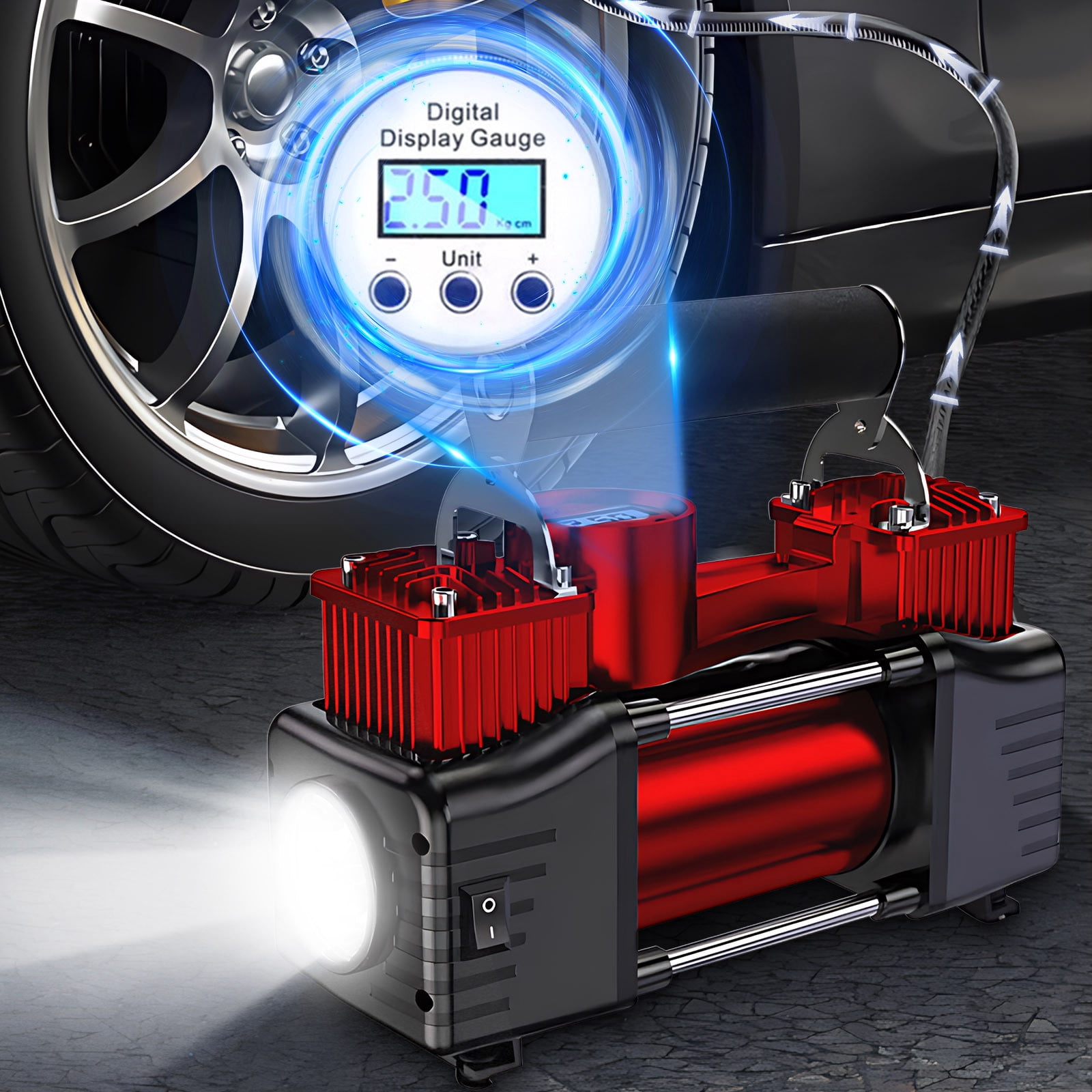 kosheko Portable Car Tire Inflator Pump with Measurement, Rapid ...
