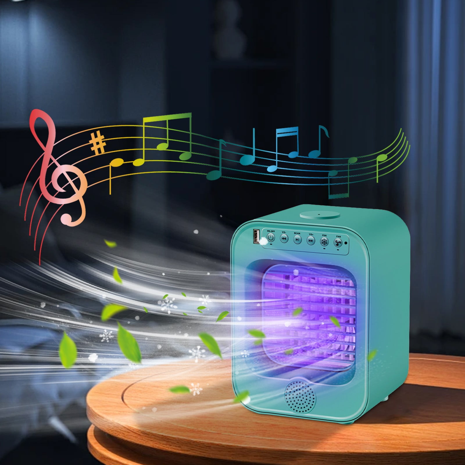 kosheko Portable USB Desk Fan with Bluetooth Speaker, Mini Wind Cooler ...