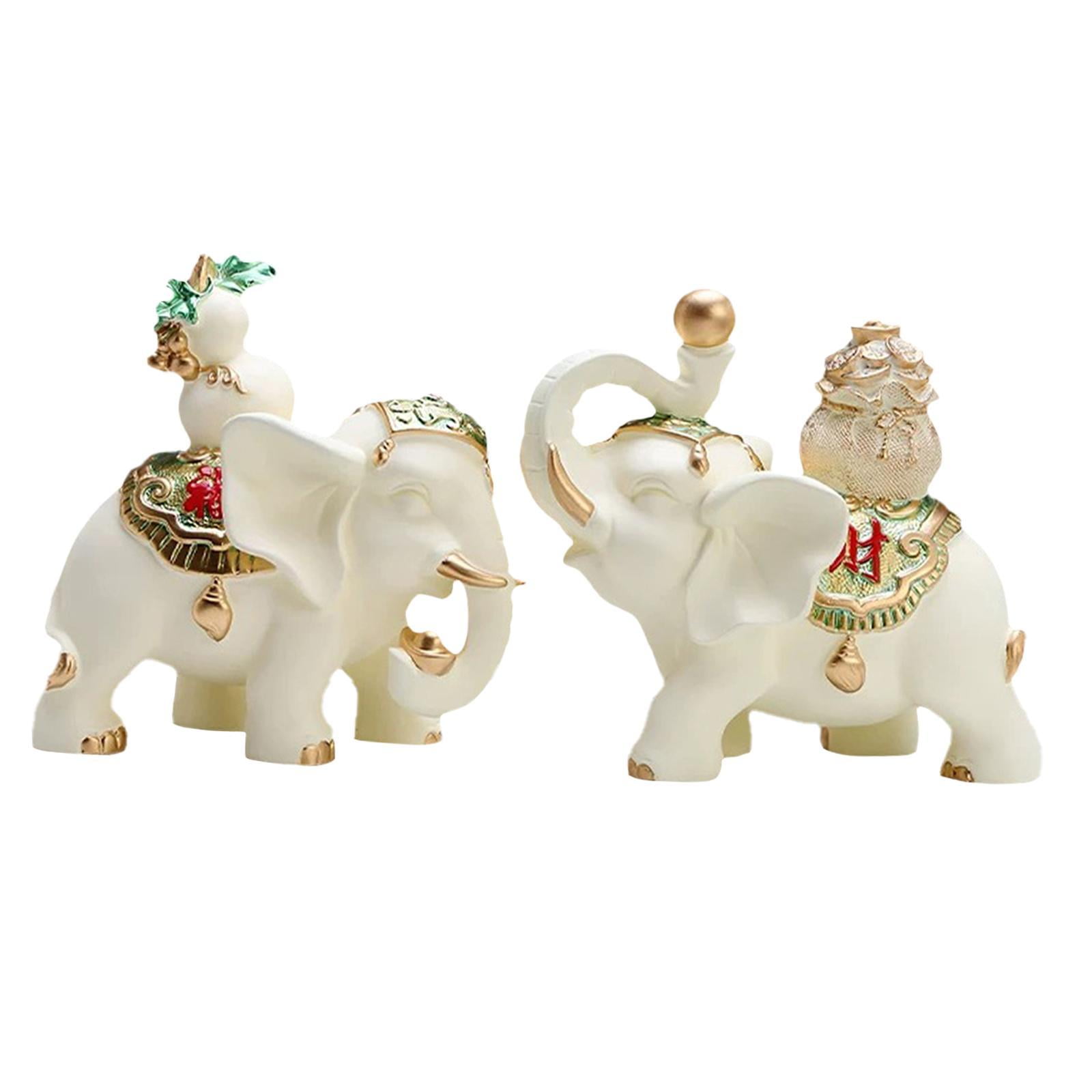 kowaku 1 Pair Good Luck Elephant Statues Table Decoration Decorative ...