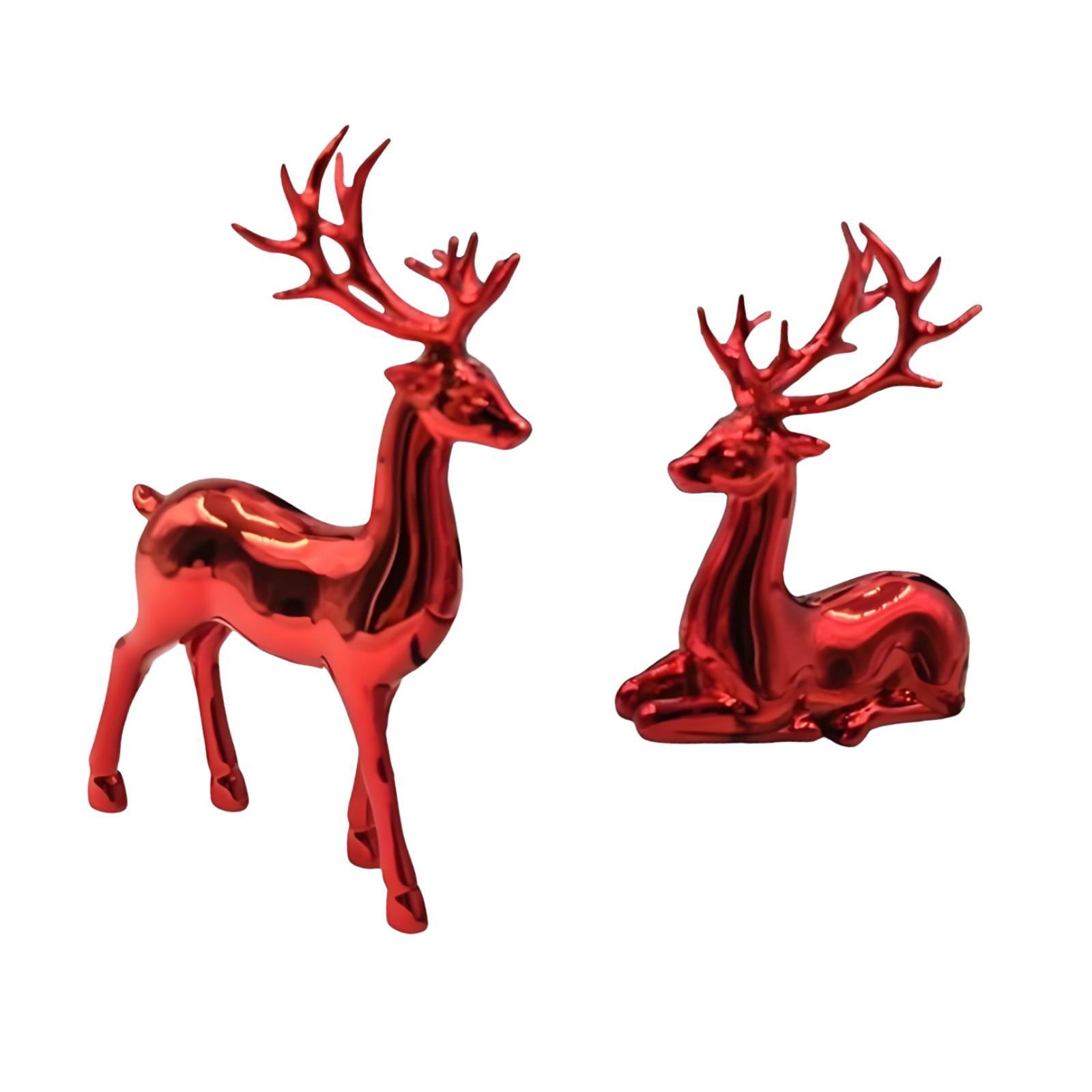 kowaku 2 Pieces Christmas Reindeer Figurines Tabletop Ornament ...