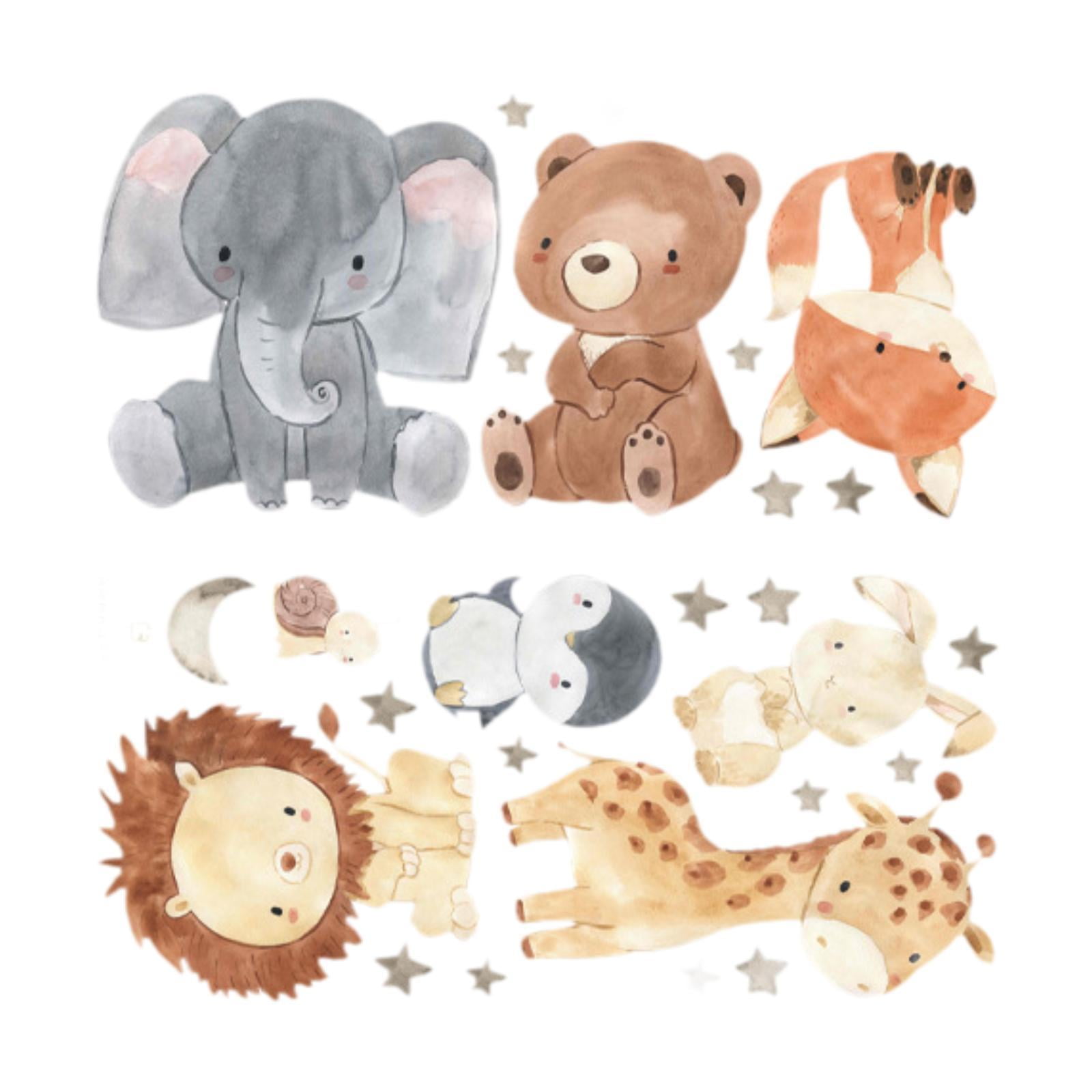 kowaku 2x Animal Wall Sticker Animals Wall Decal DIY Decoration Cartoon ...