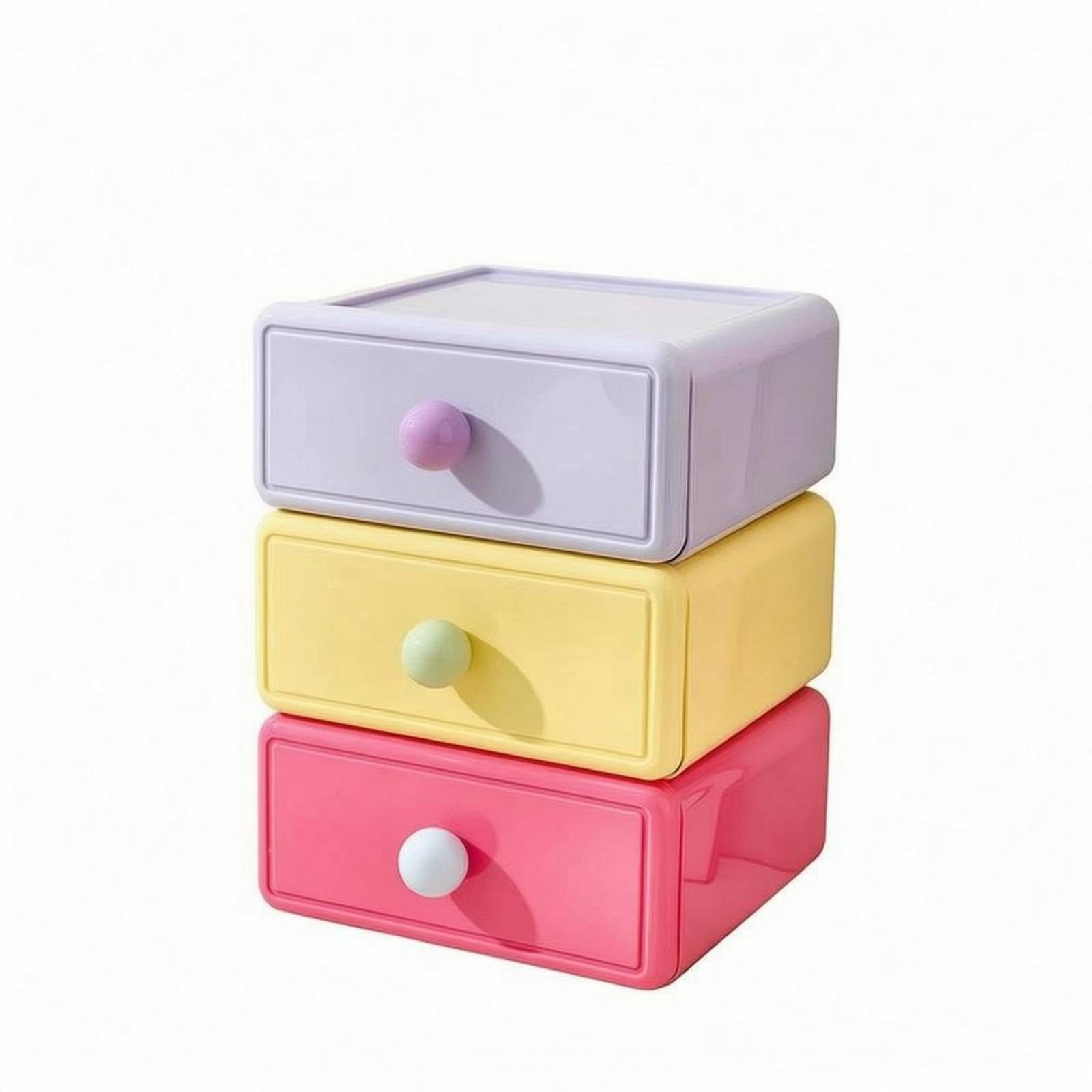 kowaku 3 Pieces Desktop Drawer Storage Box Round Knob Handle Stackable ...