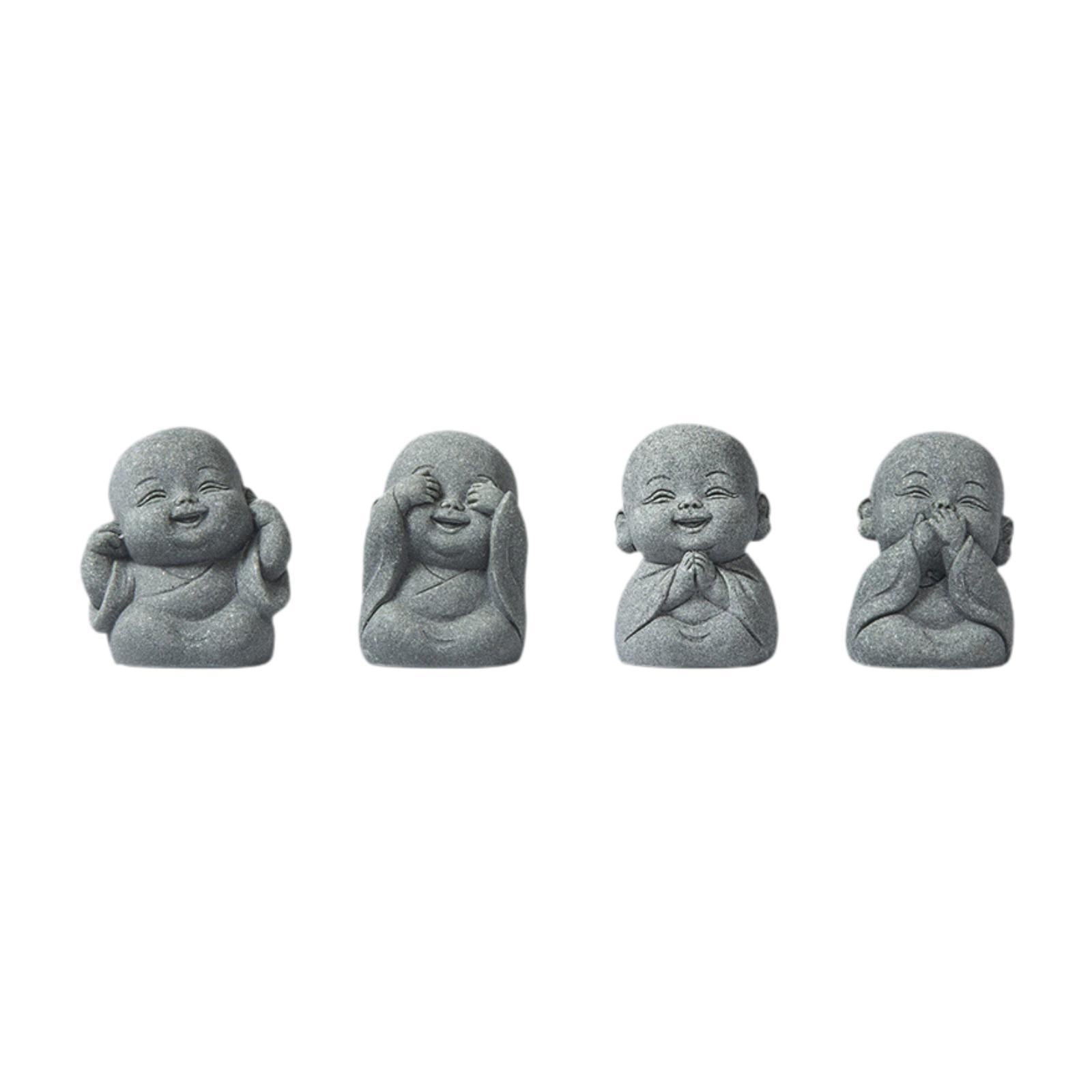 kowaku 4 Pieces Mini Buddha Monks Figurines Gifts 3.2x4.2cm for Bedroom ...