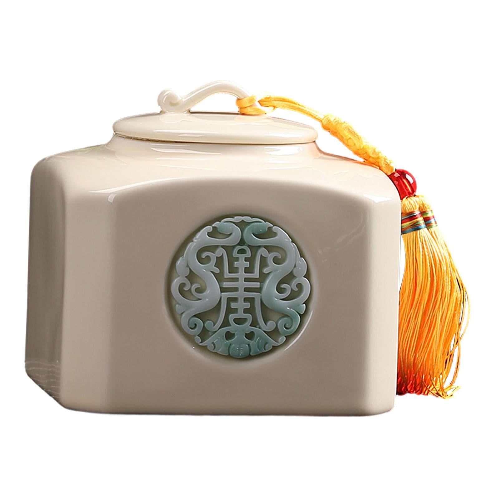 kowaku Ceramic Tea Container Chinese Loose Tea Tin Ornament Airtight ...