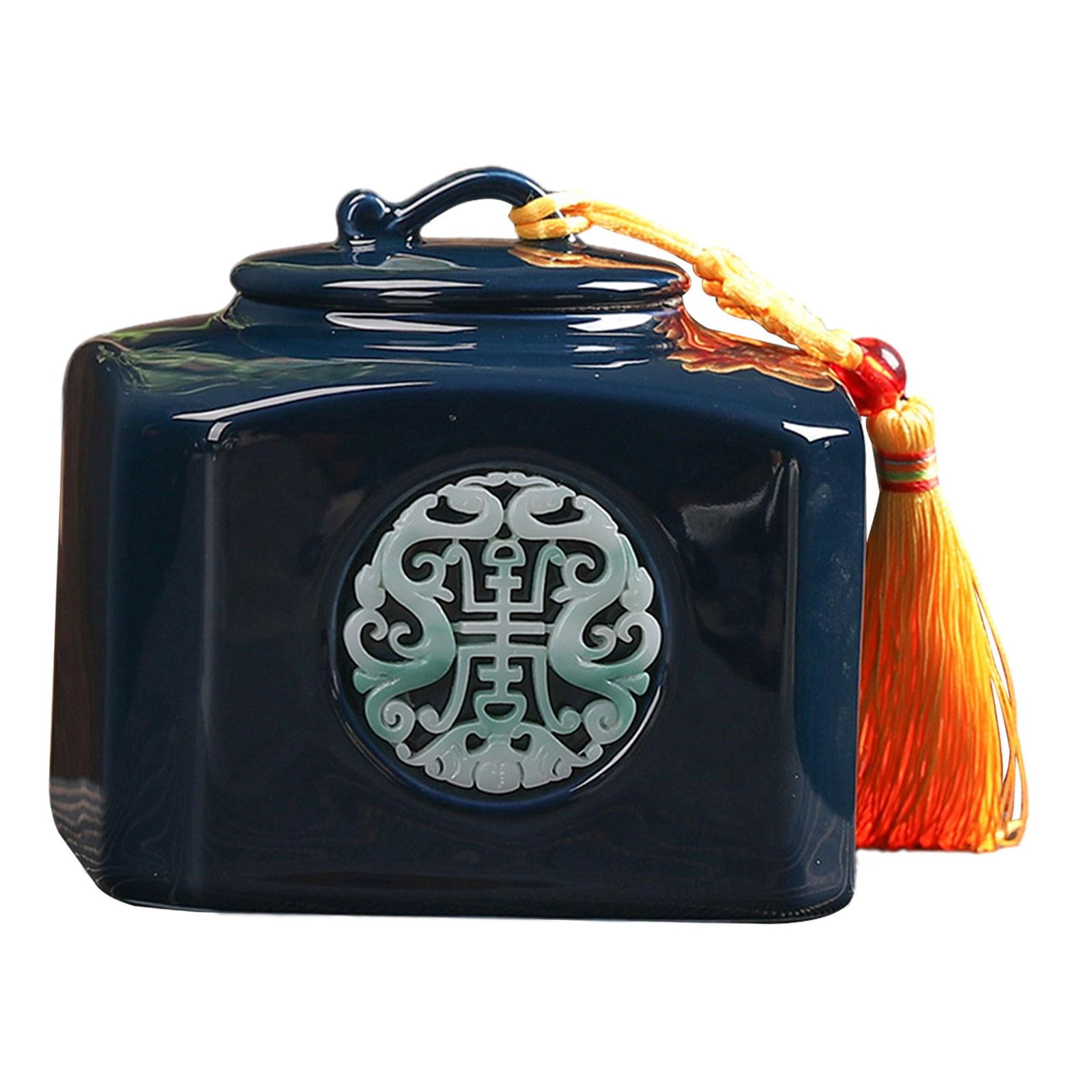 kowaku Ceramic Tea Container Chinese Loose Tea Tin Ornament Airtight ...