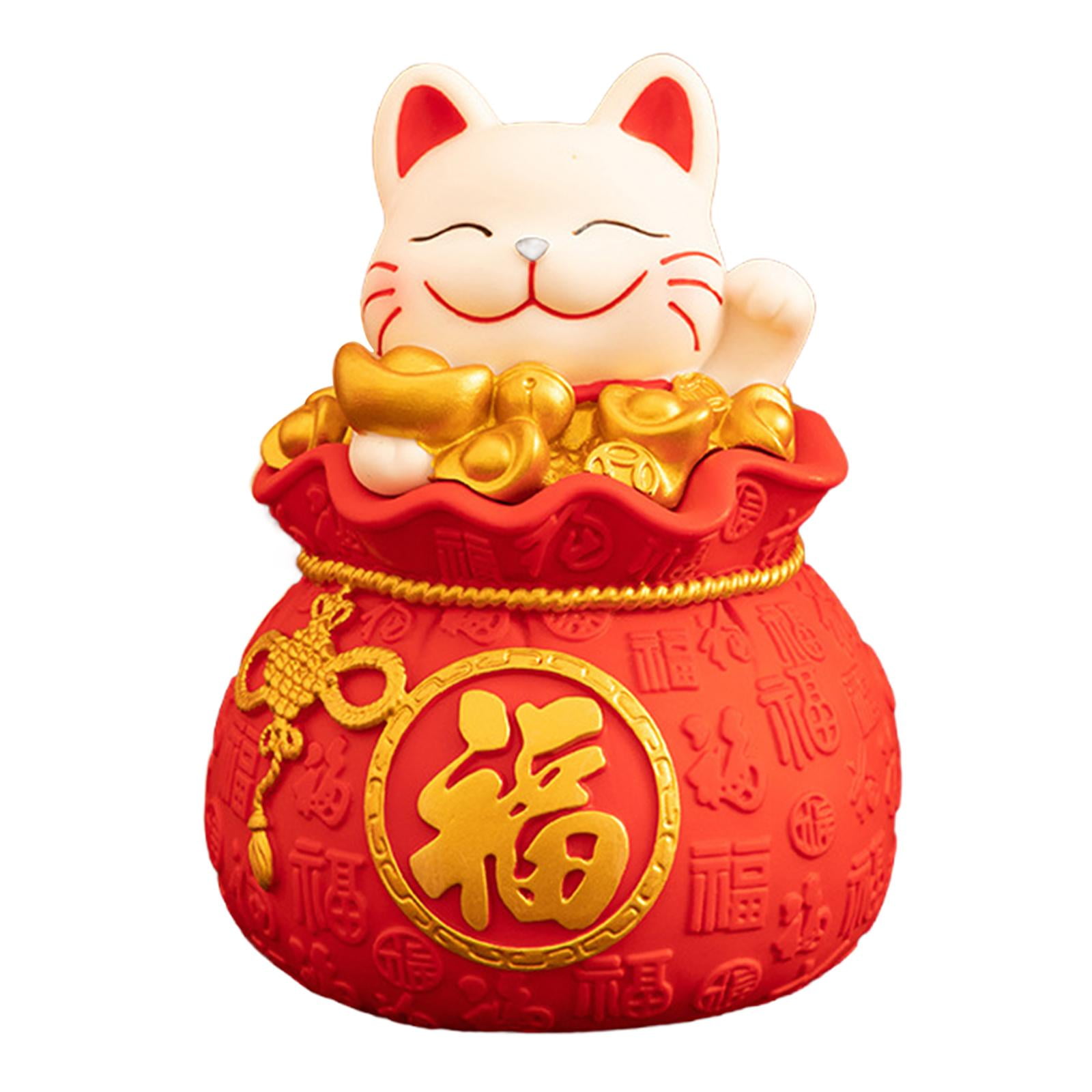 kowaku Chinese Cat Statue Money Bank Lucky Cat Sculpture Birthday Gift ...