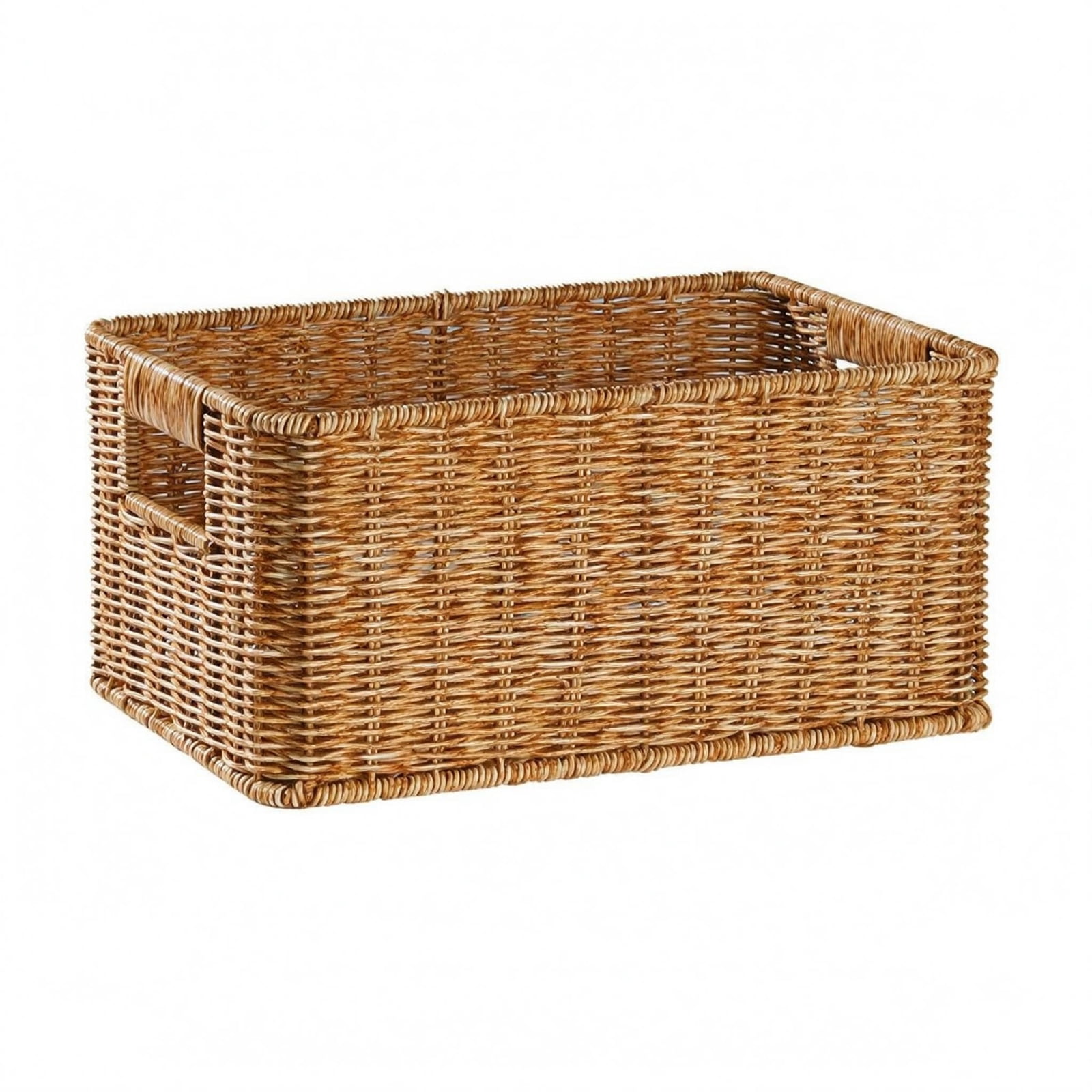 kowaku Rattan Basket Open Top Braided Container Basket Side Handles ...