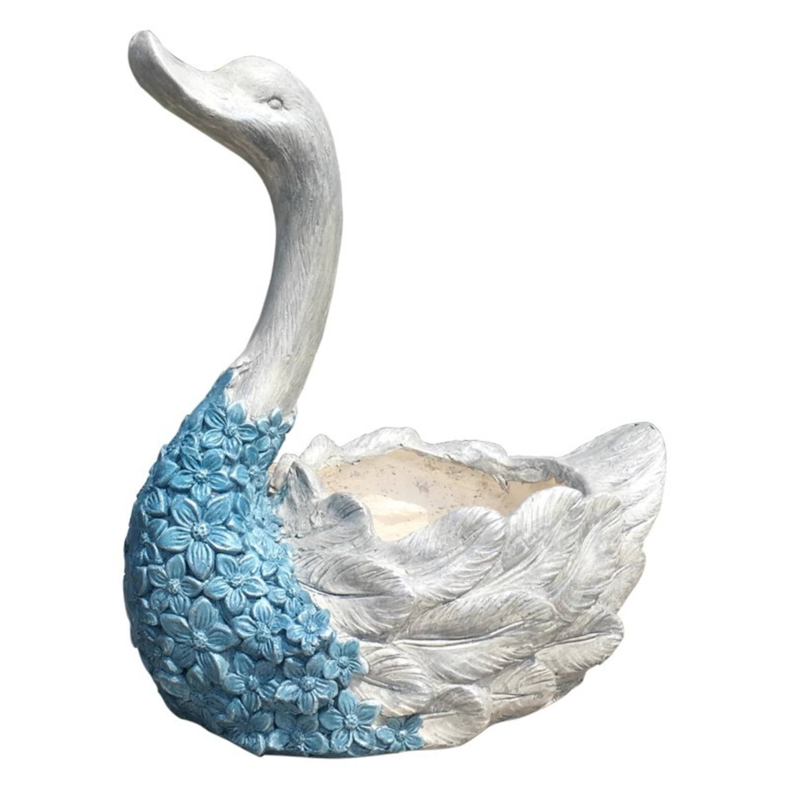 kowaku Swan-Shaped Planter Carved Feather Texture Swan Planter ...