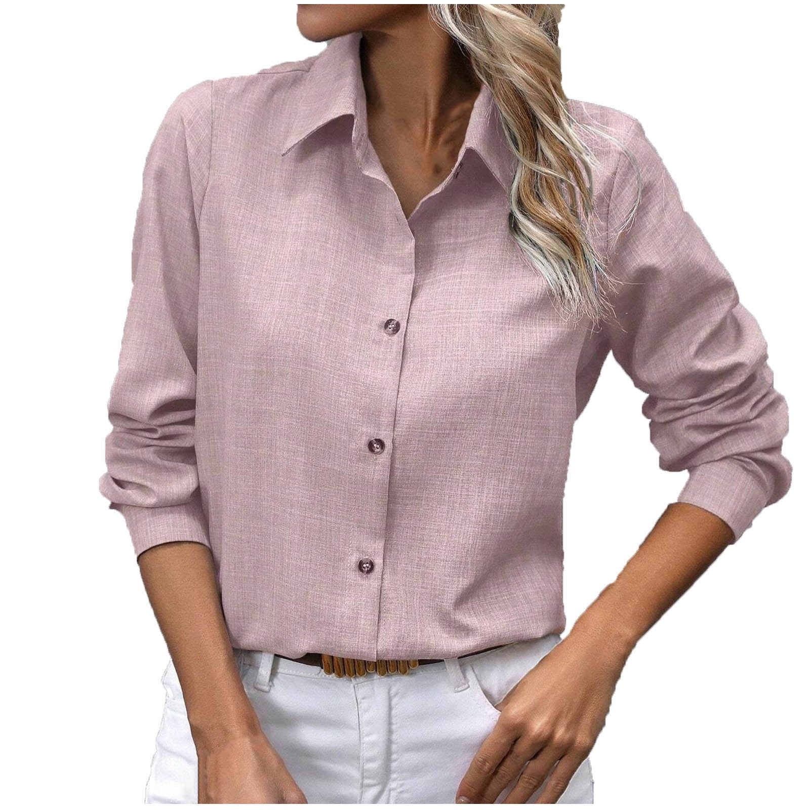 kpmatpey Business Casual Tops for Women Long Sleeve Lightweight Lapel ...