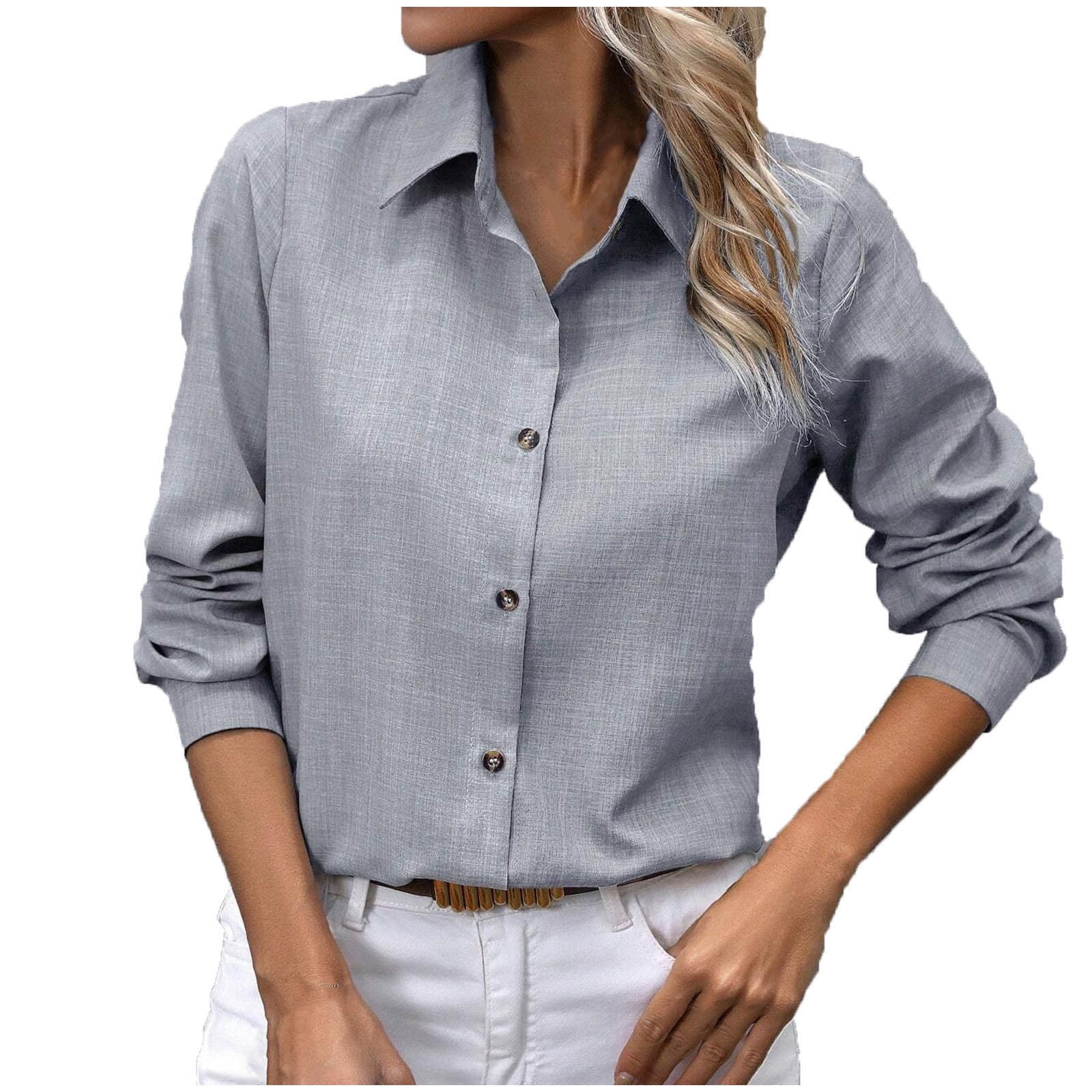 kpmatpey Business Casual Tops for Women Long Sleeve Lightweight Lapel ...