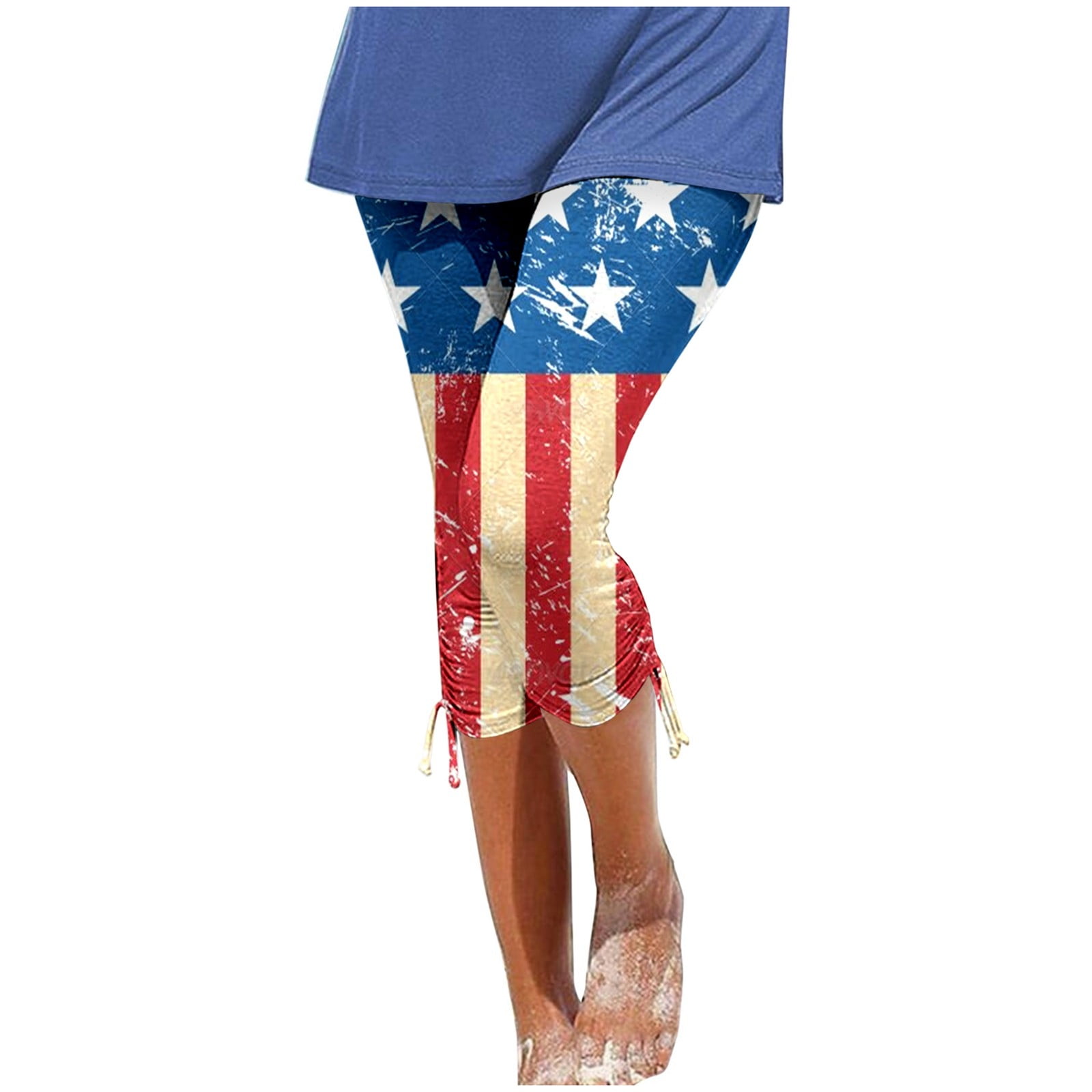 kpoplk American Flag Pants Women Independence Day Casual Yoga Capri ...