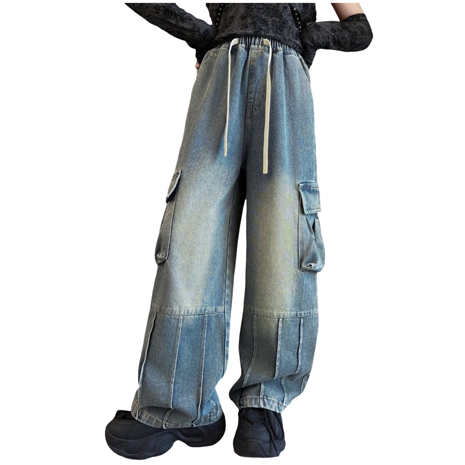 kpoplk Girls' Retro style Denim Jeans with a Loose Fit Pattern That Are ...