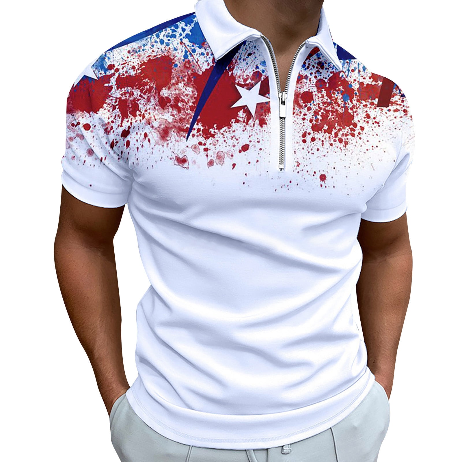 Kpoplk Golf Shirts For Men Polo Shirt Mens Patriotic American Flag