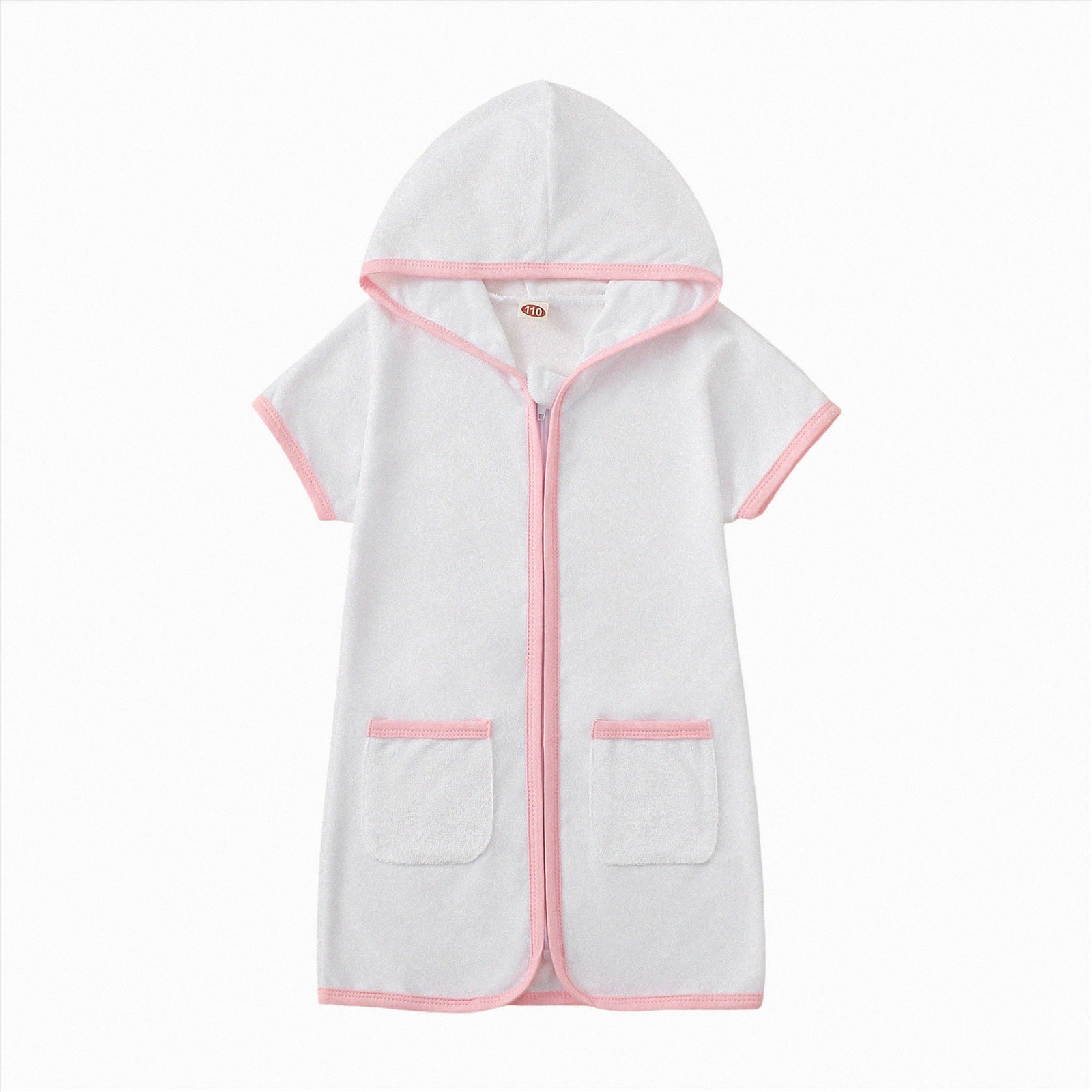 kpoplk Kid Boys Girls Swim Cover Up Kid Hooded Zip-Up Terry Swimsuit ...