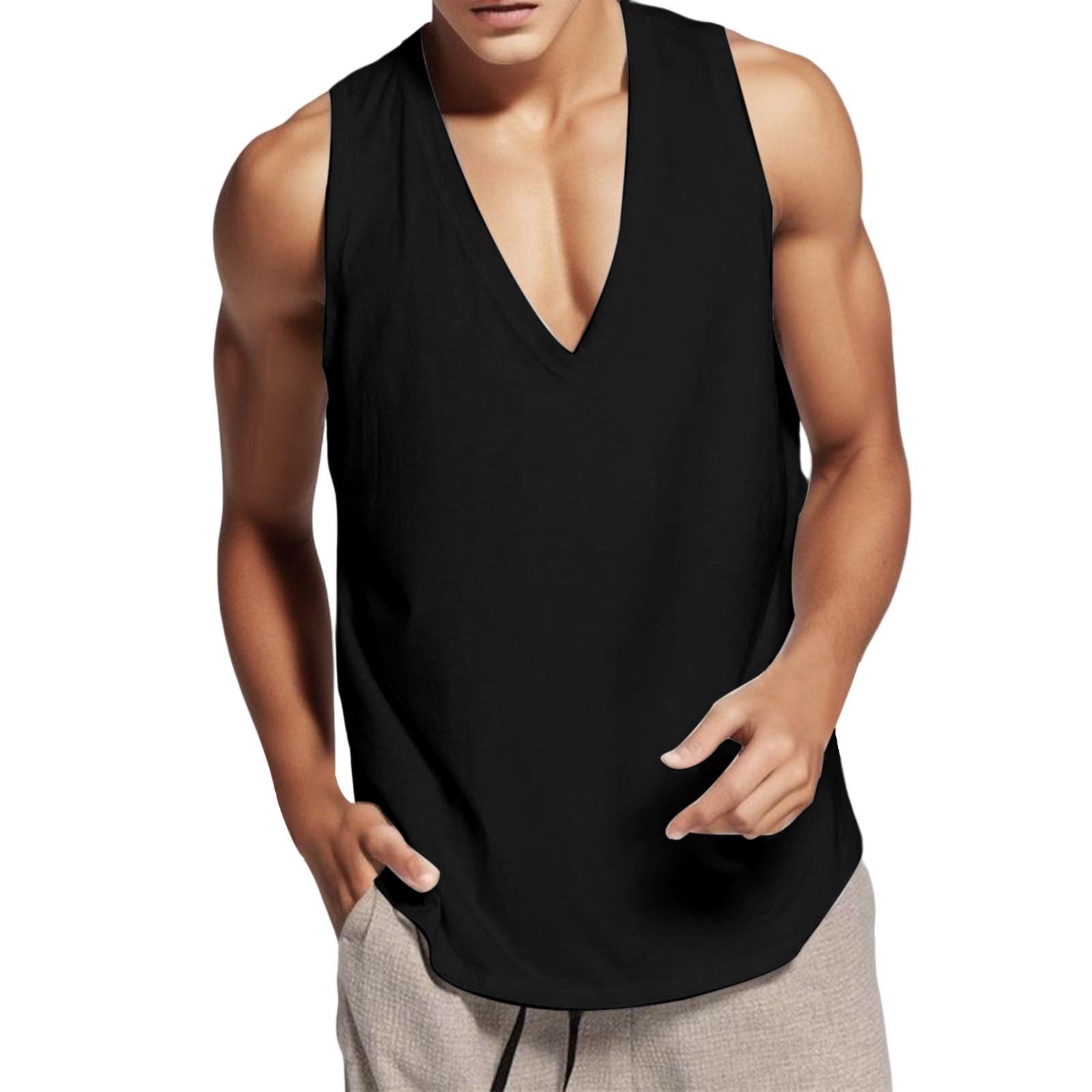kpoplk Men Tank Top Cotton Sleeveless Shirts for Him Mens Muscle Shirts Mens Tanks Undershirt ...
