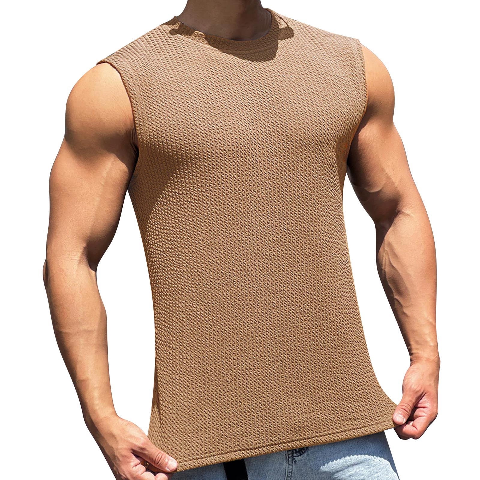 kpoplk Men Tank Top Cotton Sleeveless Shirts for Him Mens Muscle Shirts Mens Tanks Undershirt ...