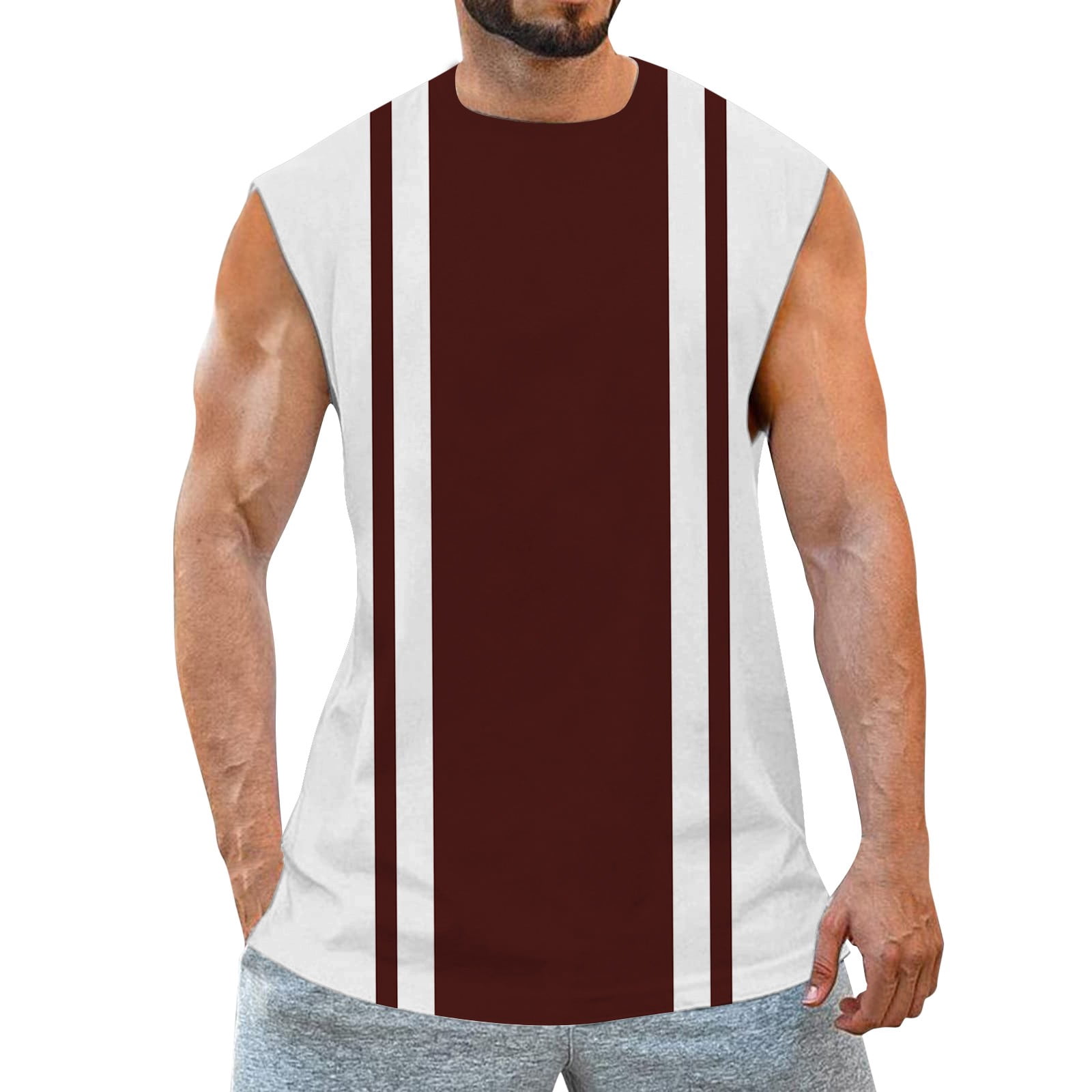 kpoplk Men Tank Top Cotton Sleeveless Shirts for Him Mens Muscle Shirts ...