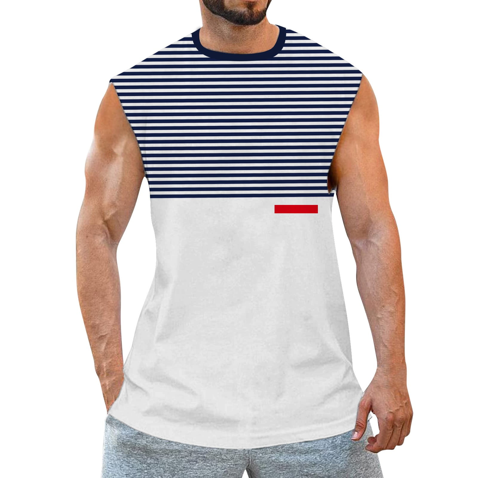 Kpoplk Men Tank Top Cotton Sleeveless Shirts For Him Mens Muscle Shirts