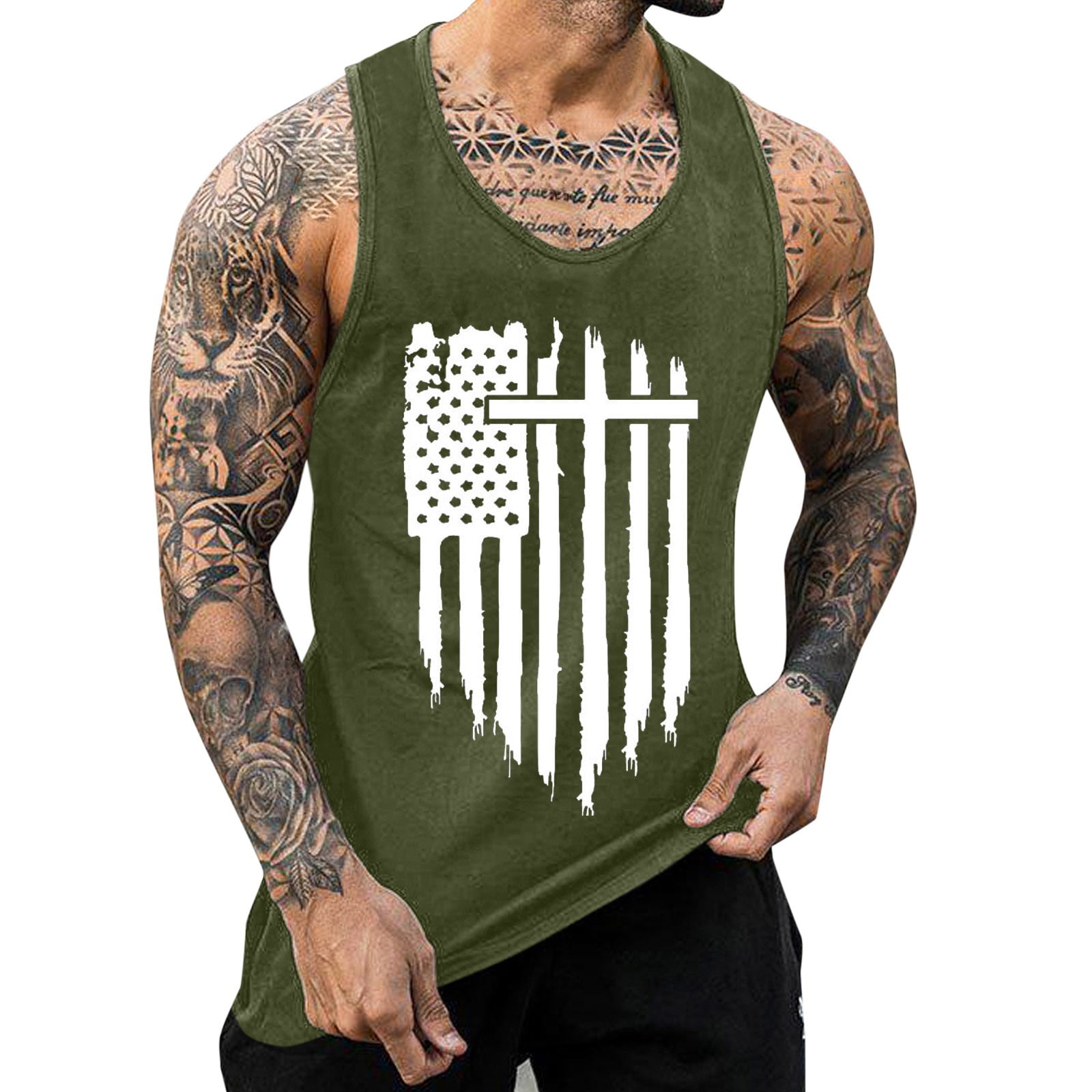 kpoplk Tanks Tops for Mens Printed Graphic Sleeveless Beach Vacation ...
