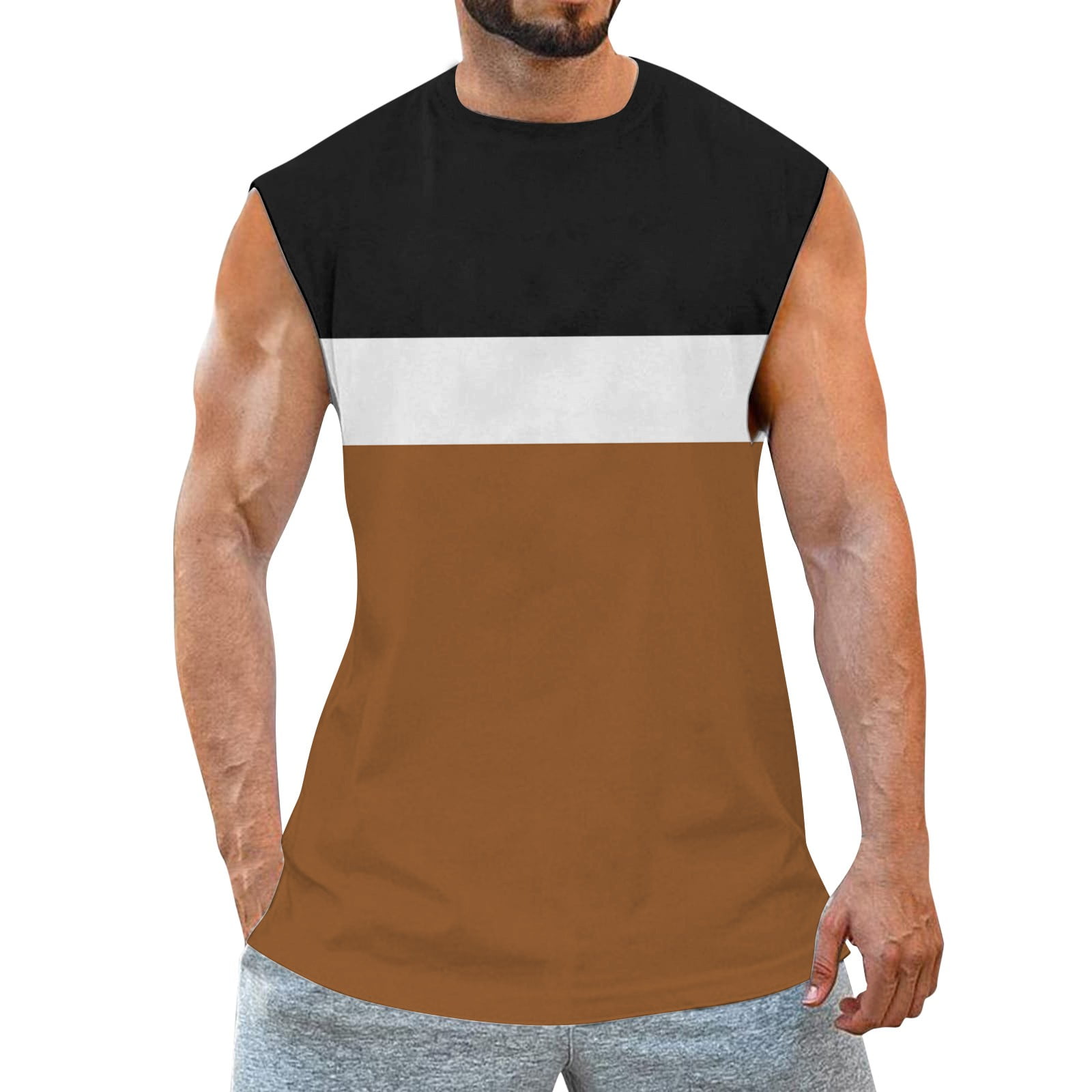 kpoplk Men's Sleeveless Muscle Stringer Tank Top Cut Open Gym Training ...