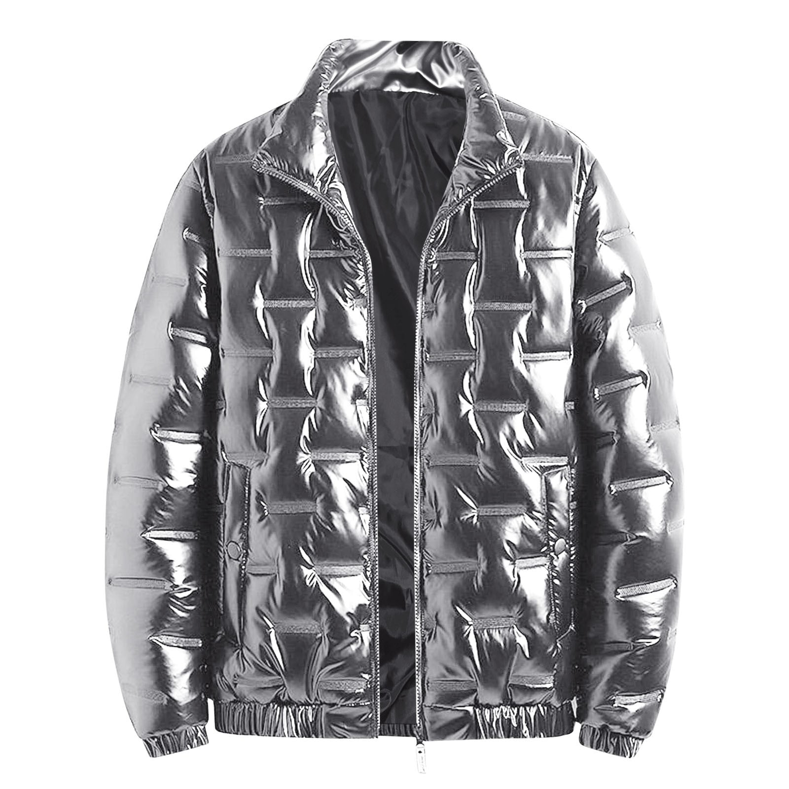 kpoplk Men's Thick Puffer Jacket Warm Winter Stand Collar Bubble Puffer ...