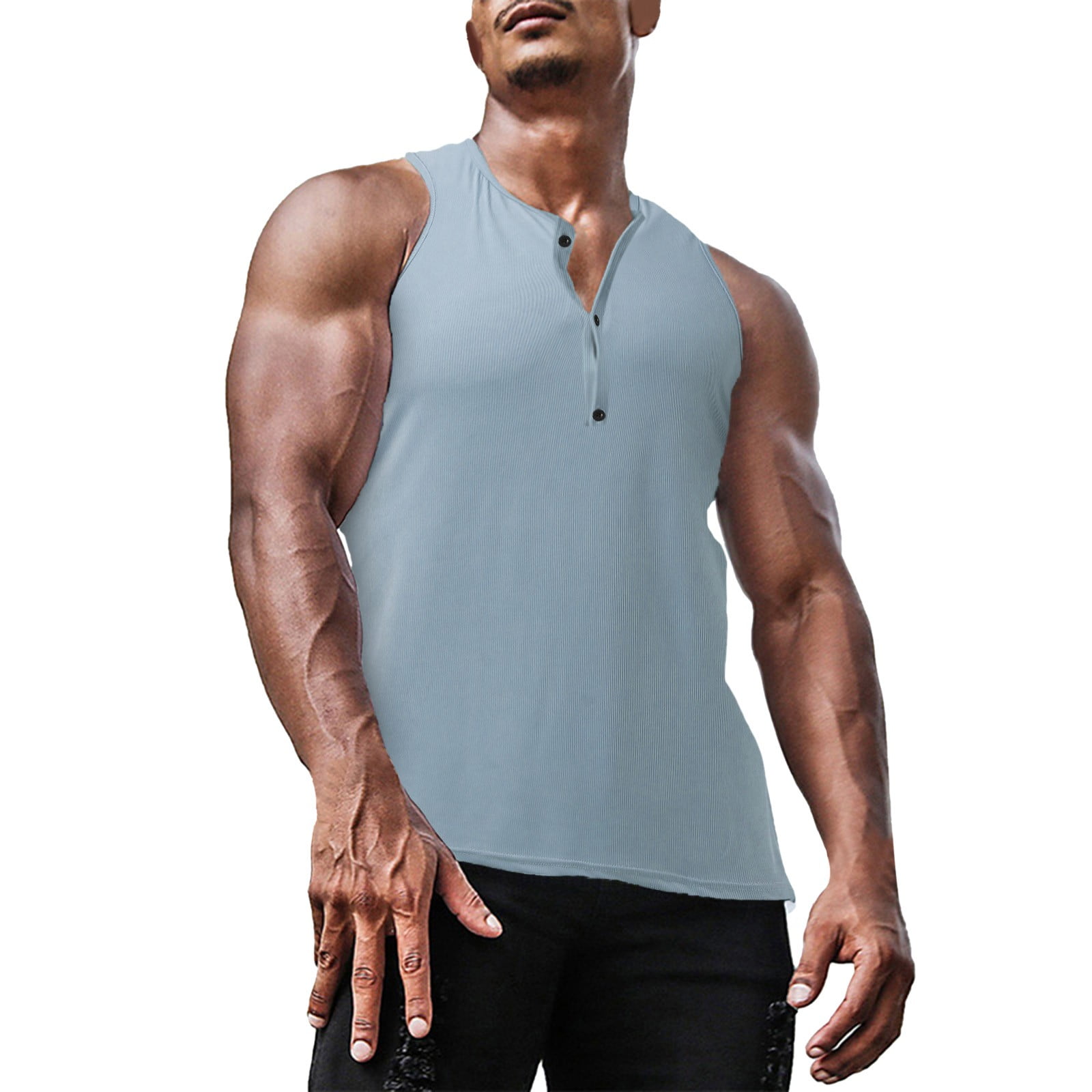 kpoplk Men's Workout Tank Tops Gym Muscle Tees Fitness Bodybuilding ...