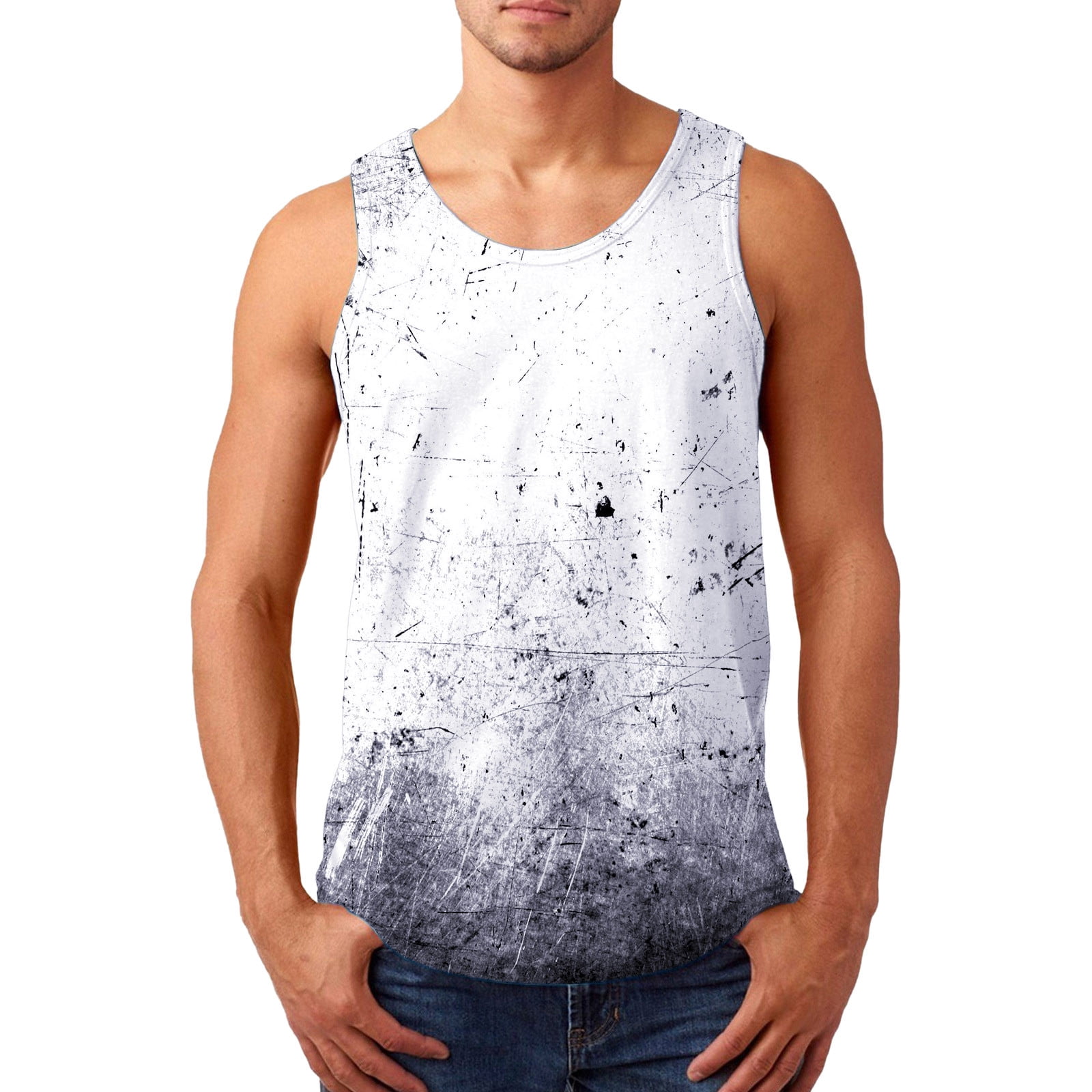 kpoplk Mens Beach Tank Tops Casual Sleeveless Tees Hawaii Summer Vacation Tanks(XXL,Grey ...
