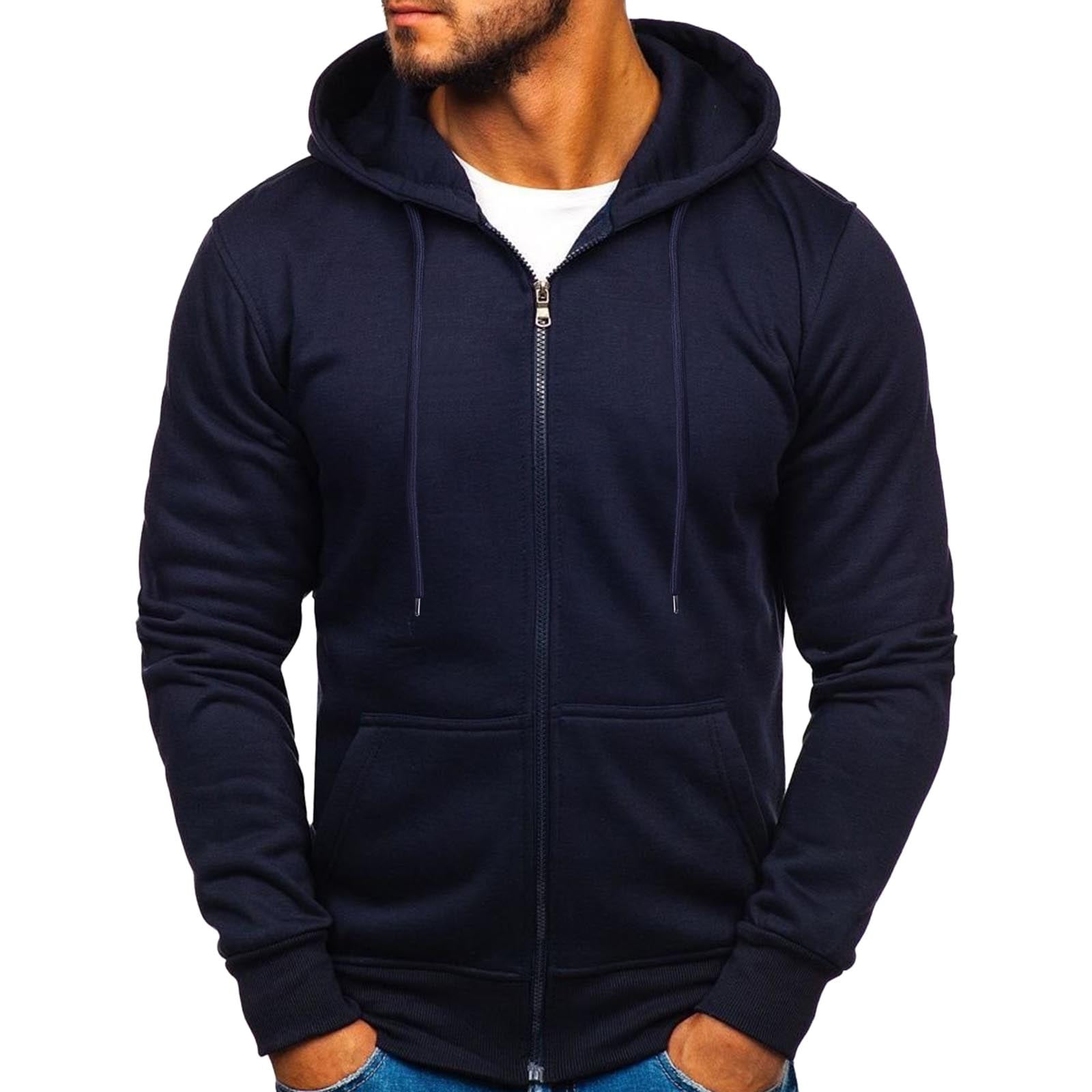 kpoplk Mens Hoodies Zip up Jacket Hoodies for Men Zipper Casual Hooded ...