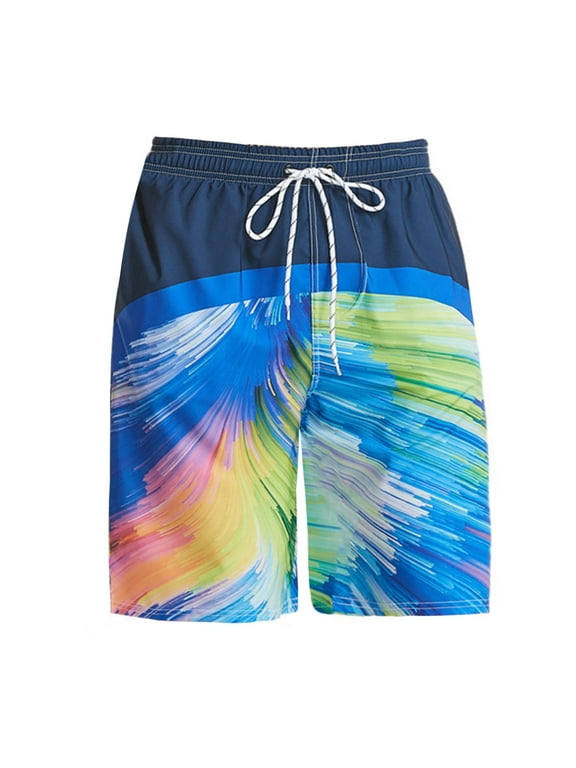 Cauagu Red White Blue Fireworks 1 Print Men's Swim Trunks,Hawaiian ...