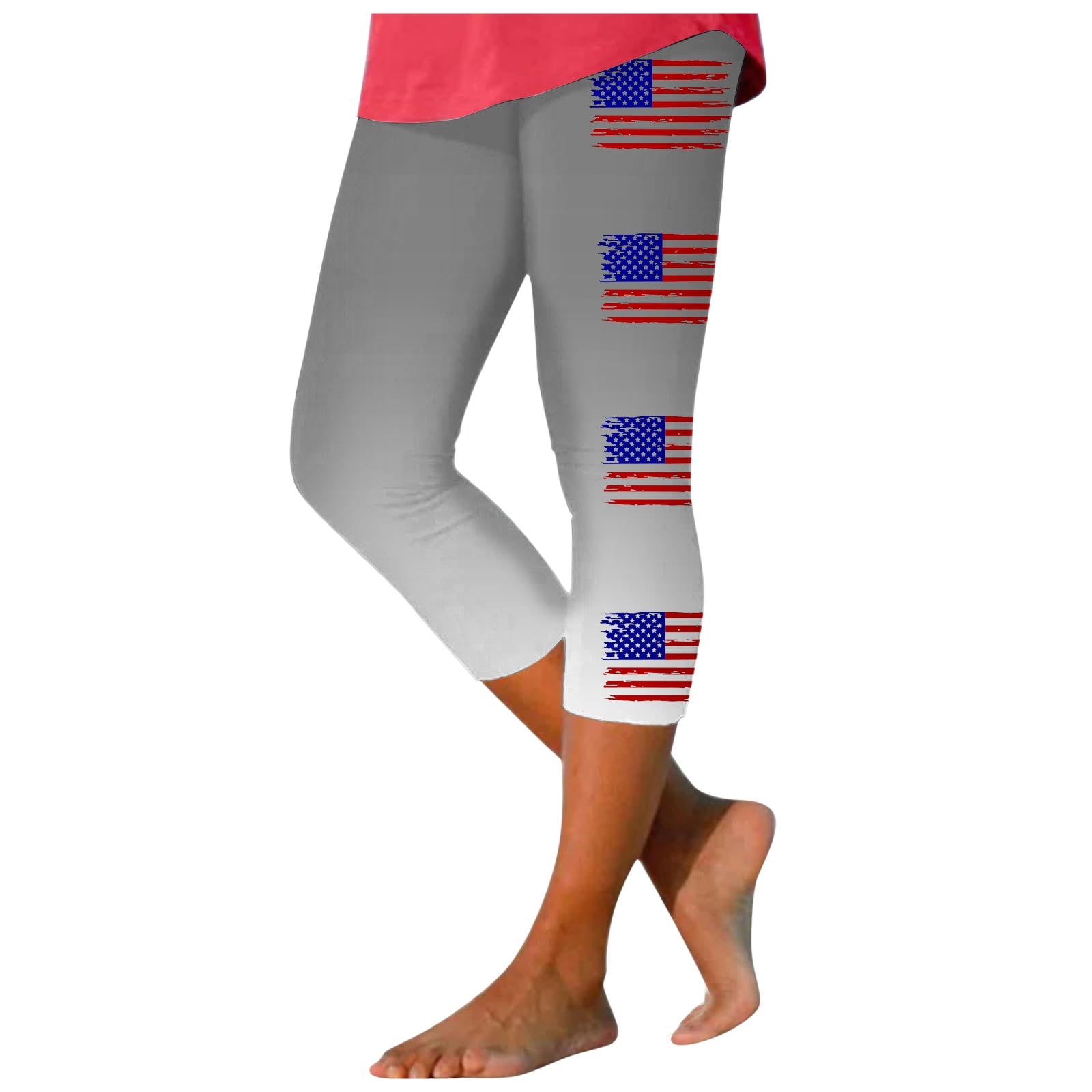 kpoplk Patriotic American Flag Capri Leggings for Women Running ...