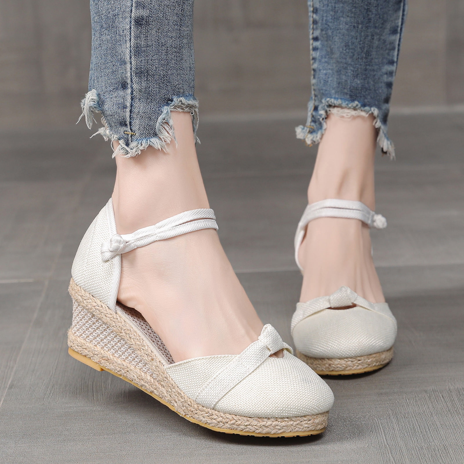 Cute White Wedge Sandals