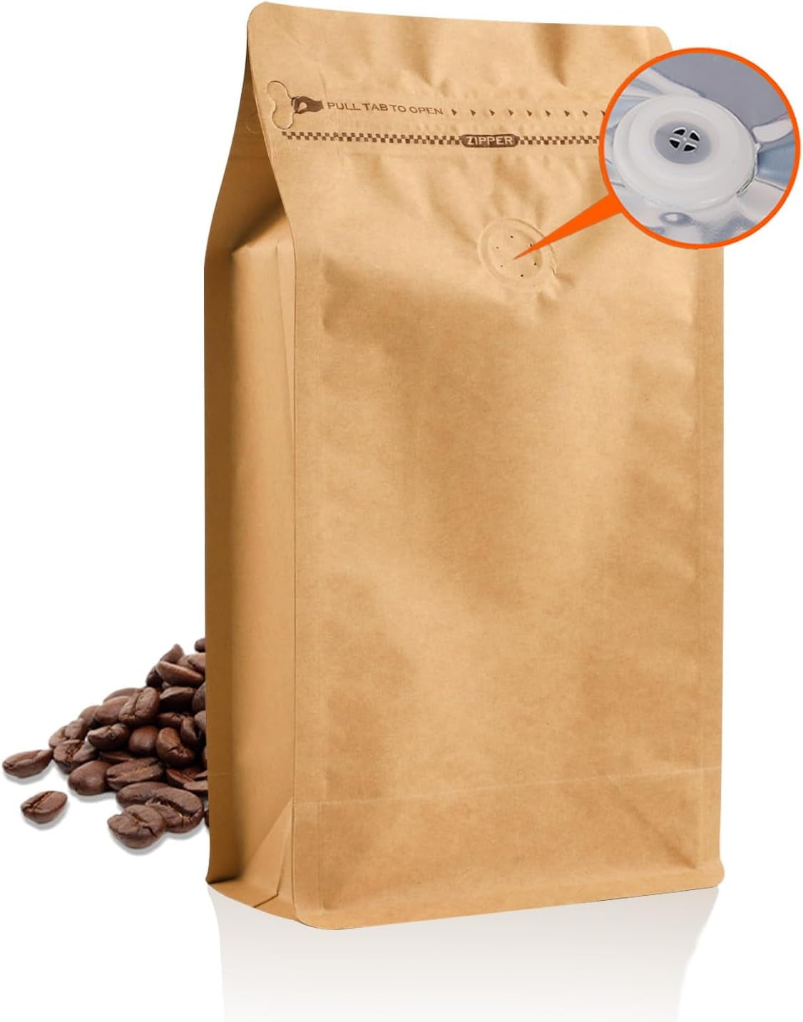 kraft paper coffee bags with valve(16oz/ 1lb, 50pcs), high barrier ...