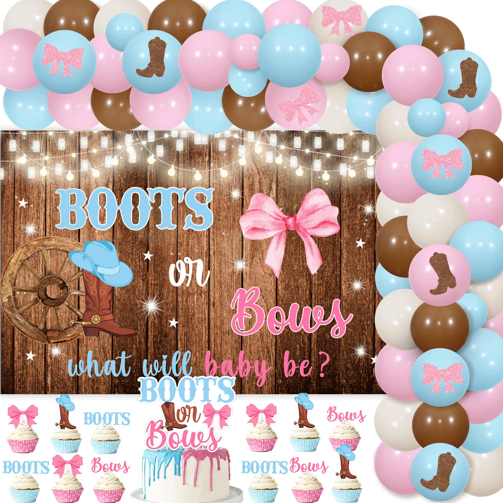 kreat4joy Boots or Bows SSF20 Gender Reveal Decorations, Balloons Arch ...