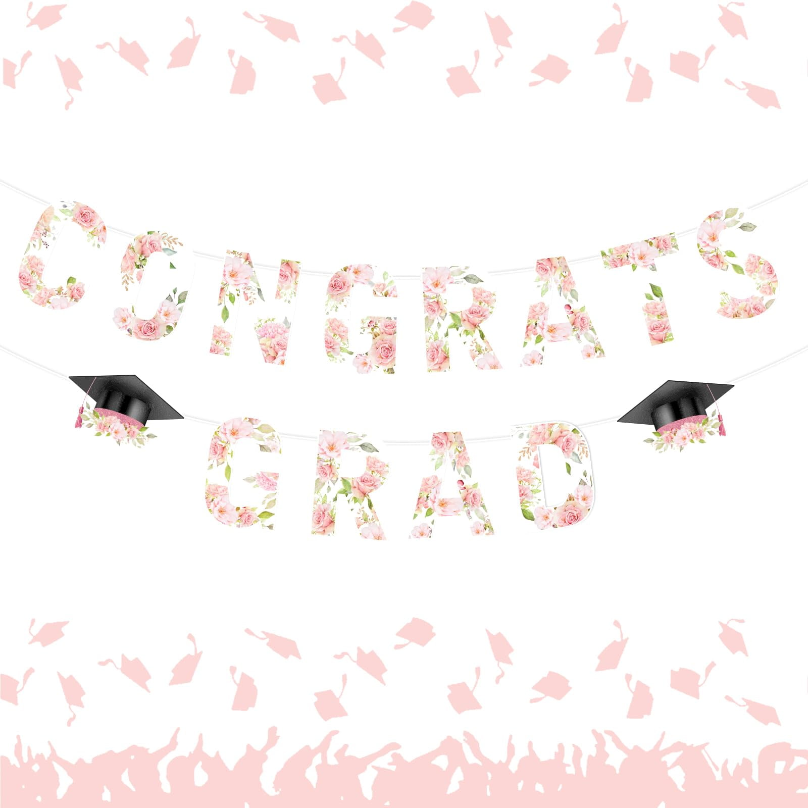 kreat4joy Congrats Grad Banner Class of 2024, Floral Graduation Party ...