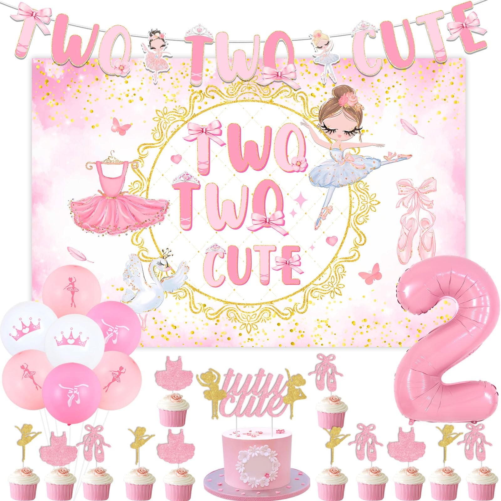 kreat4joy Tutu Cute 2nd Birthday Decorations, Ballerina Party ...