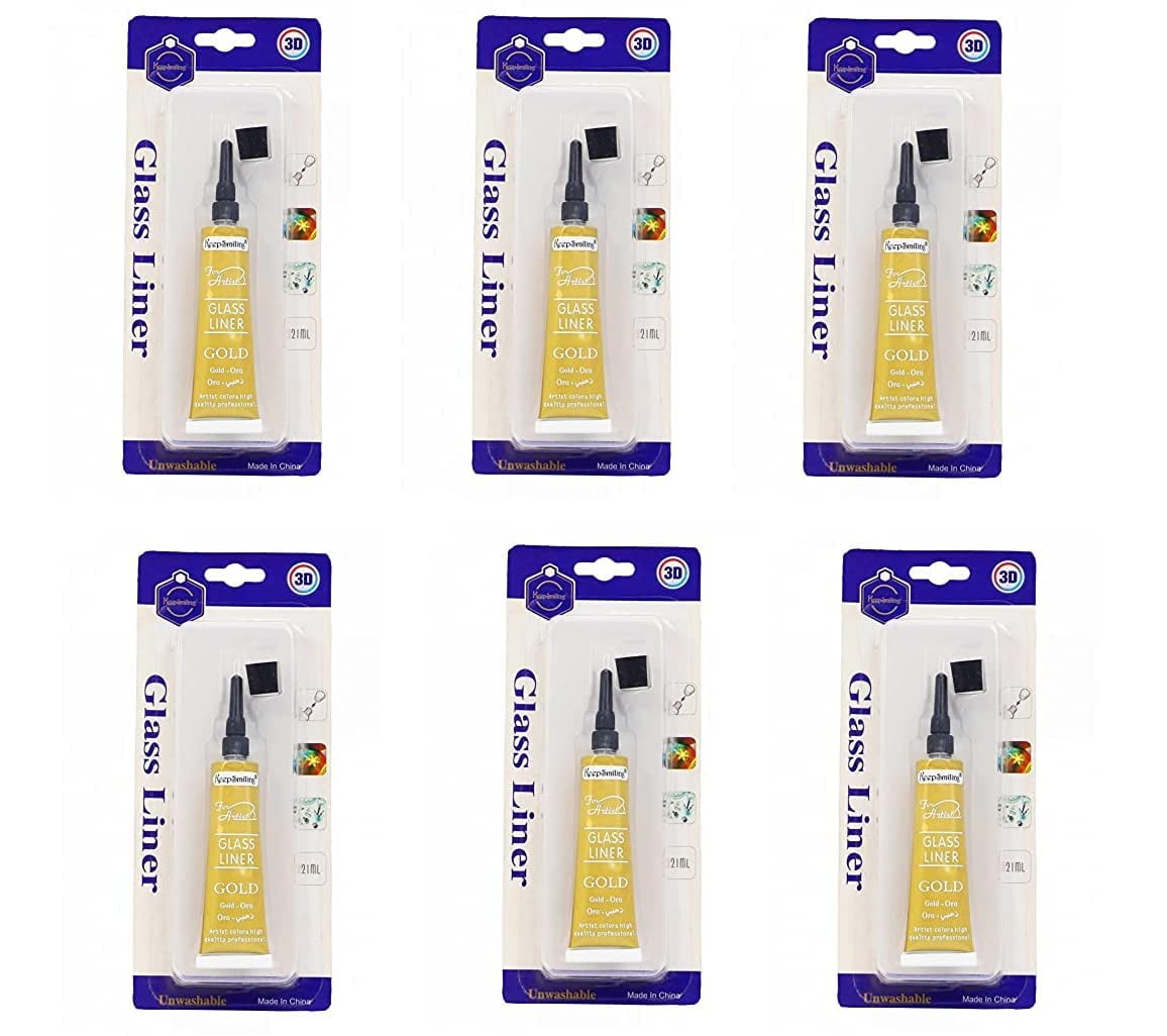 kreni Glass Liner Colors 3D Glass Color 21ml x 6 Tubes With Only Gold ...