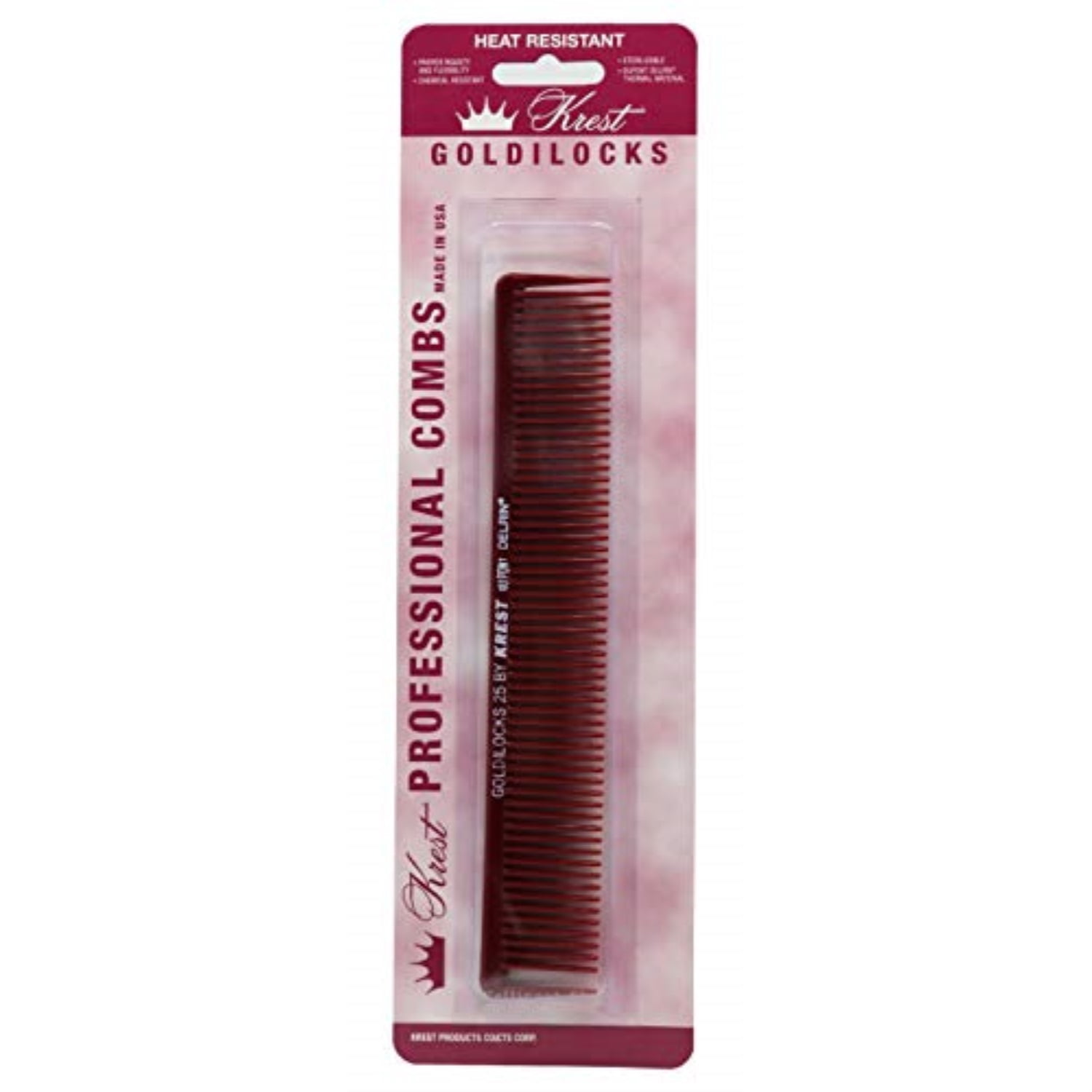 krest goldilocks 7 1/4' burgundy long sectioning comb - Walmart.com