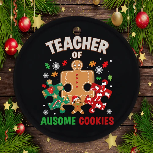 kristmas Ceramic Ornament Autism teacher cute gingerbread Autistic ...