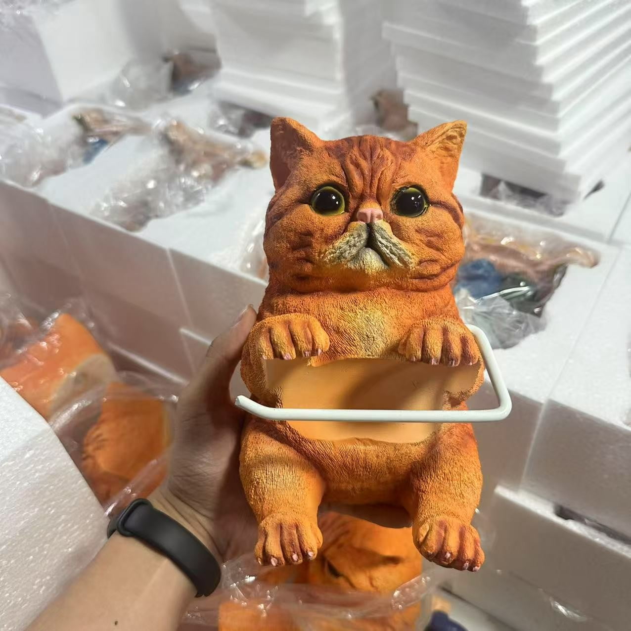 kttectoa Cat Paper Holder Cute Decorative Resin Toilet Paper Wall Mount ...