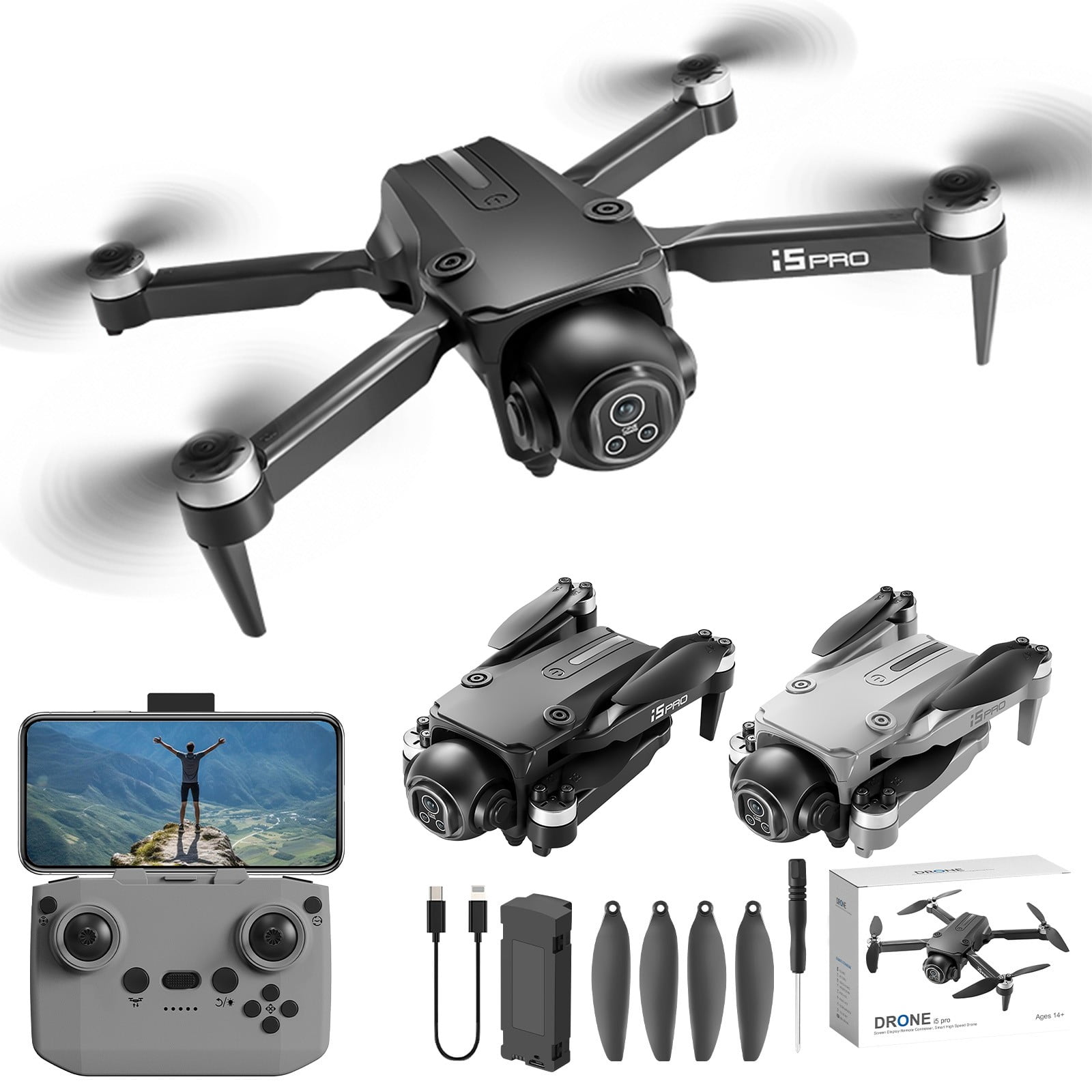 kttectoa Drones Gifts Brushless Motor Drone with 1080P Camera 2.4G WIFI ...