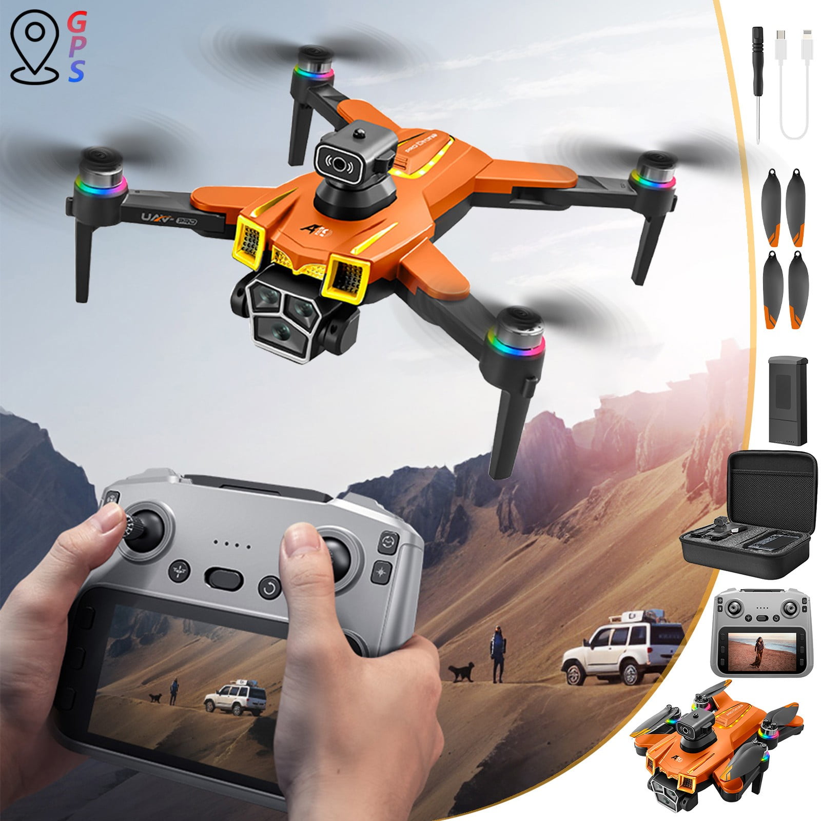 kttectoa Drones Gifts GPS Drone with 5.9 Inch Screen Remote Control ...