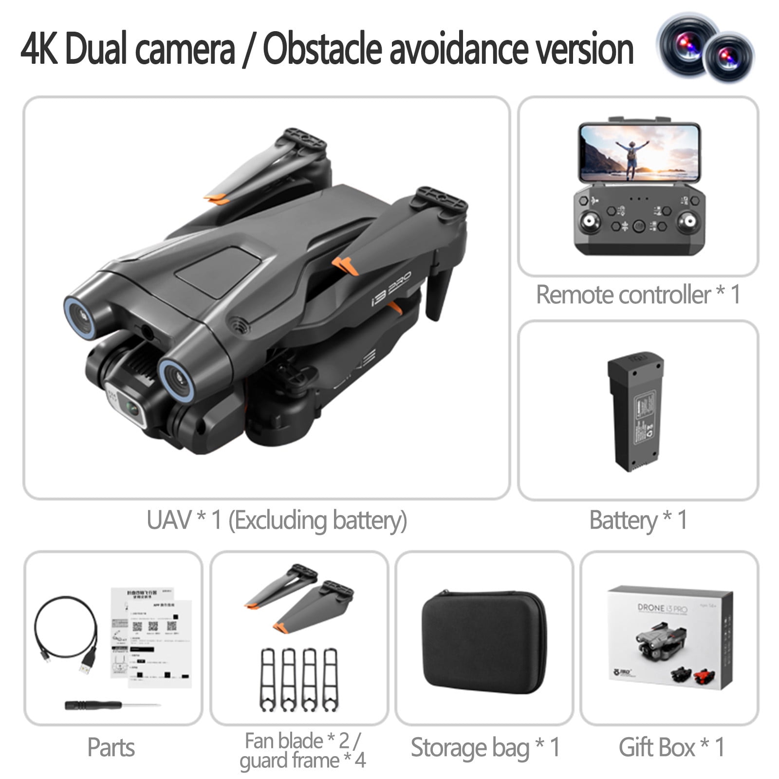kttectoa Drones Gifts I3 PRO UAV 4K HD Aerial Photography Positioning ...