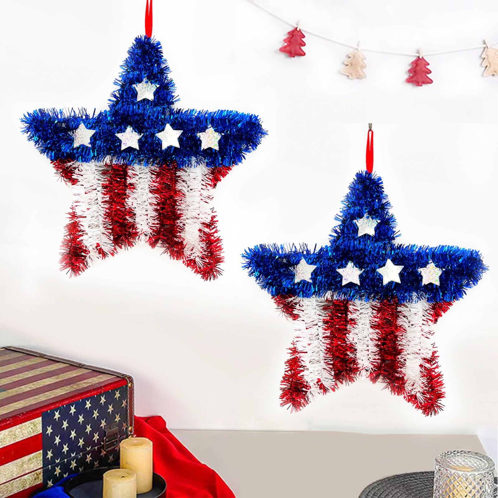 ktyne Wood Stars Decorations Wooden Stars for Crafts Red White Blue ...