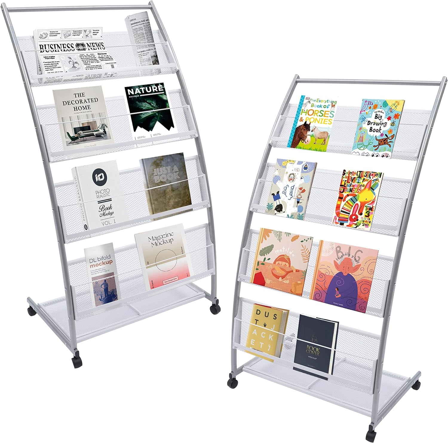 kunghei-Rolling Magazine Rack, Floor Standing Brochure Display Stand Holder, Literature Catalog ...