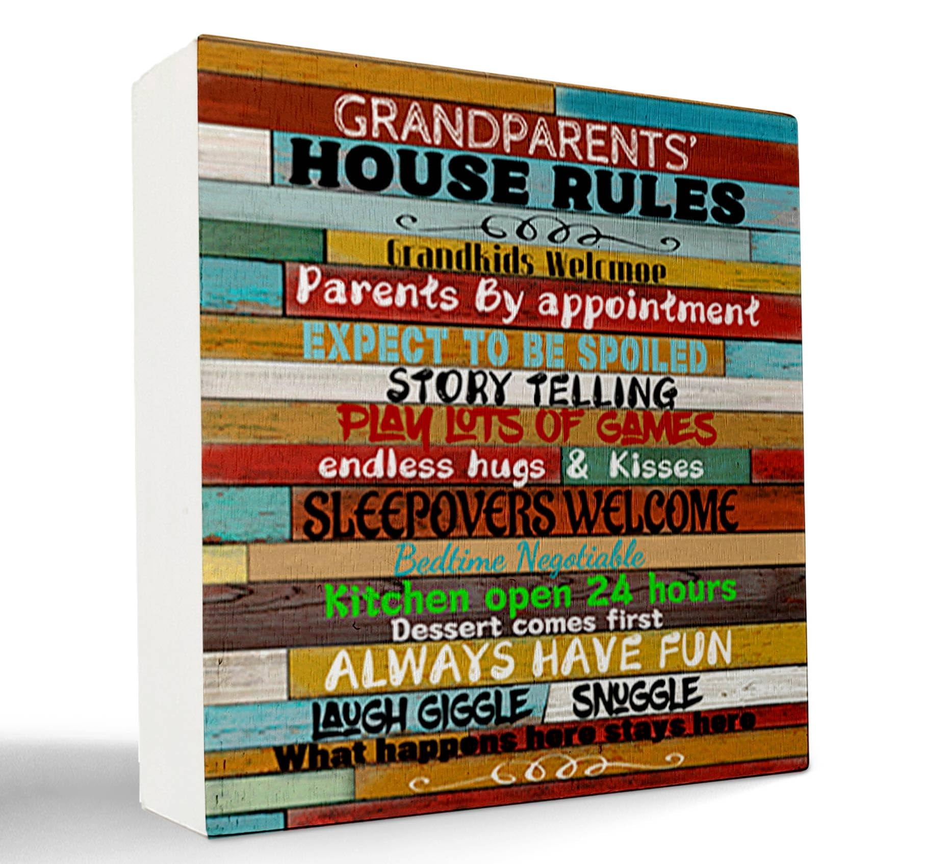 kunlisa Grandparent's House Rules EC36 Wooden Box Sign Desk Decor ...