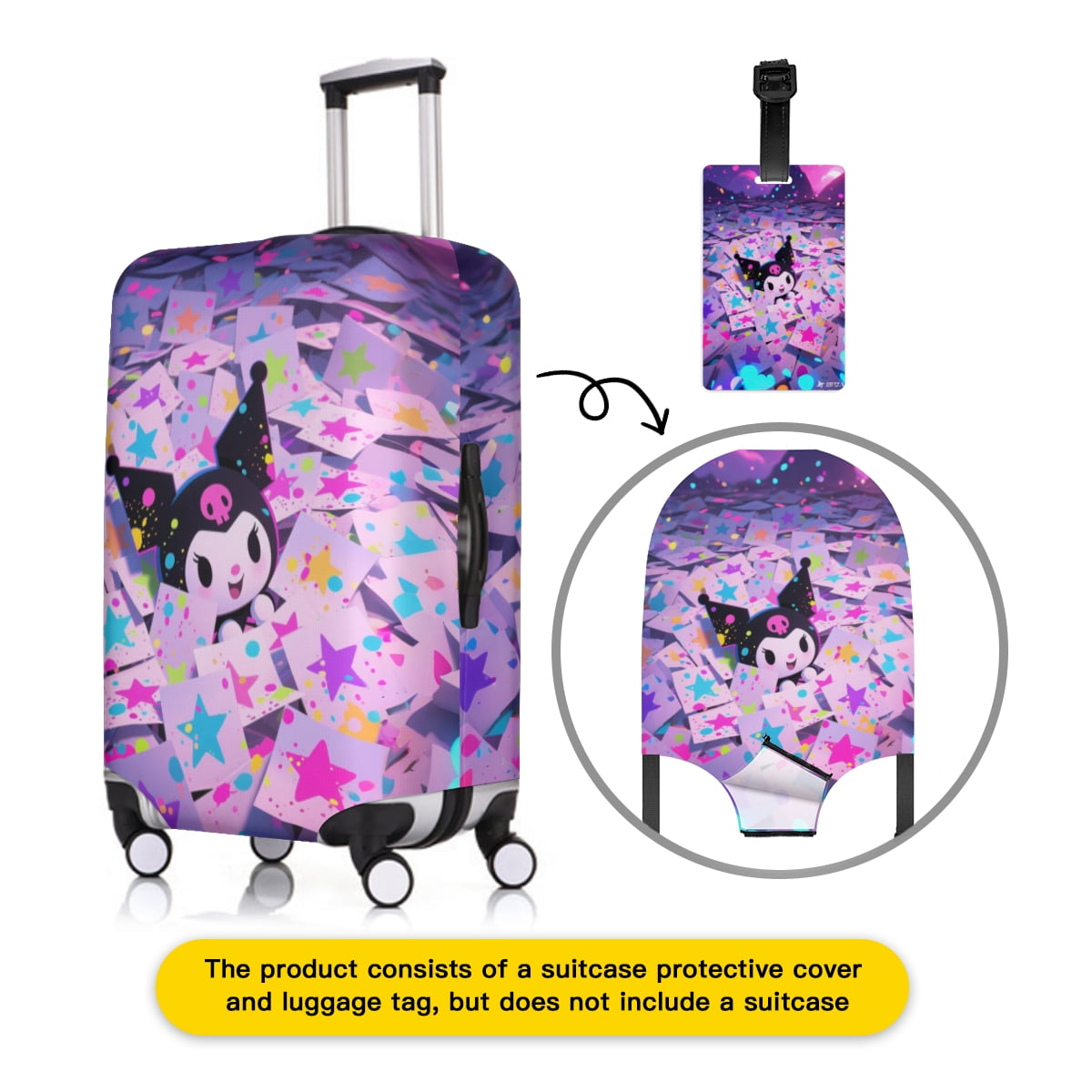 Kuromi Luggage Cover, Hard Shell Suitcase Cover with Luggage Tag ...