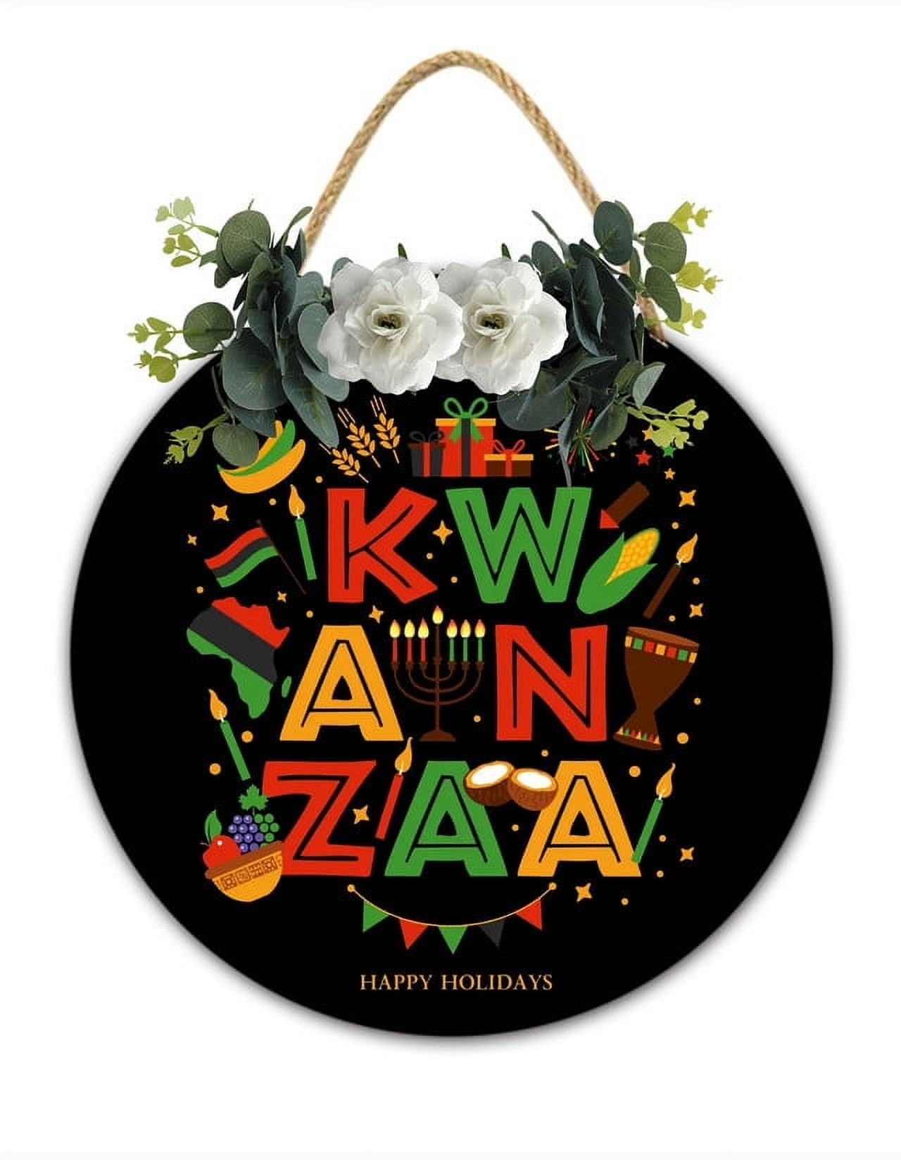 kwanzaa Happy Holidays Happy Kwanzaa Wreath Sign, Kwanzaa Sign African ...
