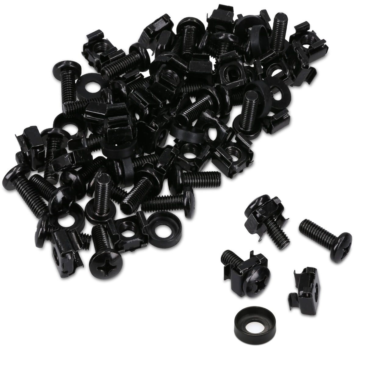 kwmobile 50 Pack M6 Cage Nuts, Bolts and Washers Kit - For Patch Panel ...