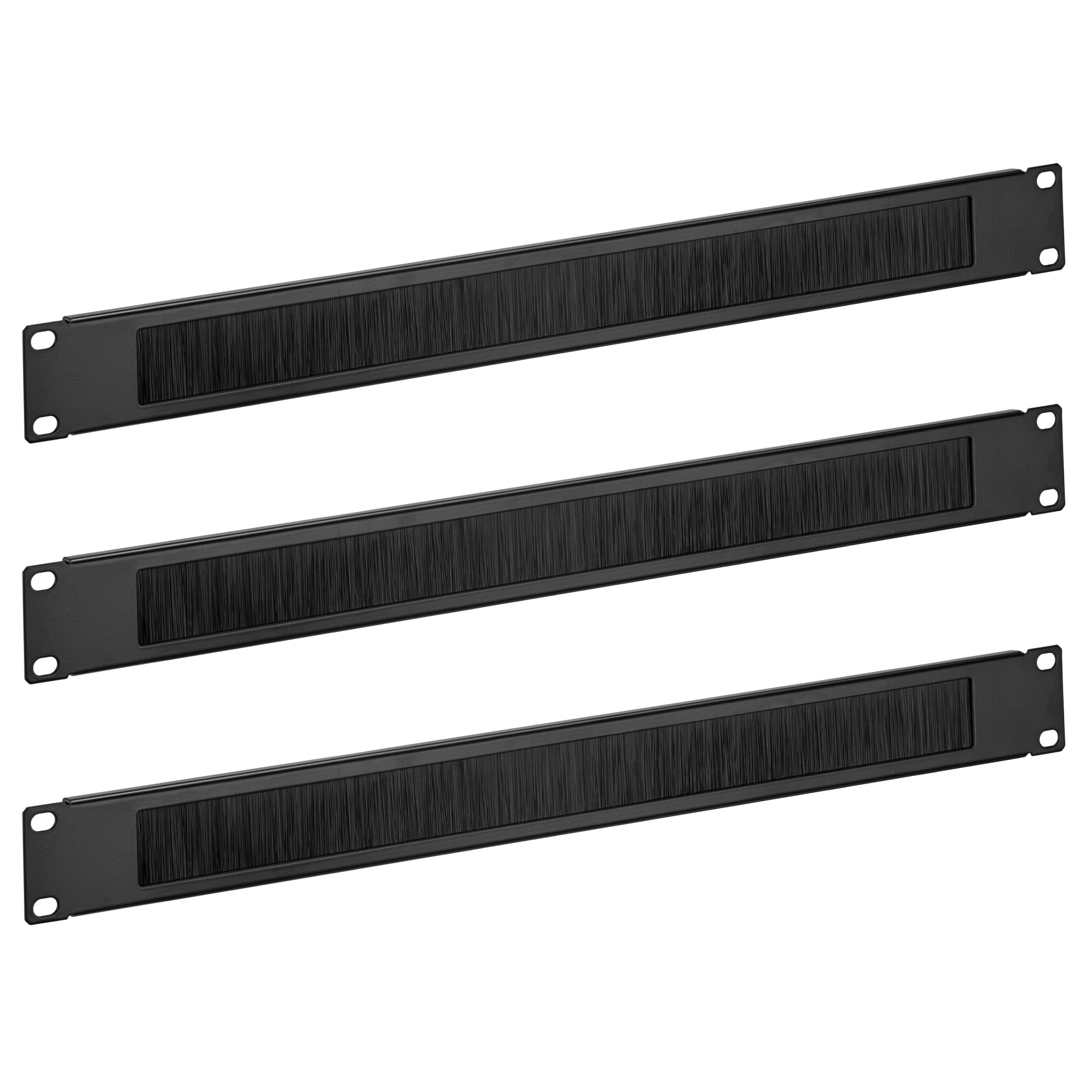 kwmobile Black 1U Brush Panel (3 Pack) - 19 inch Server Rack Cable ...