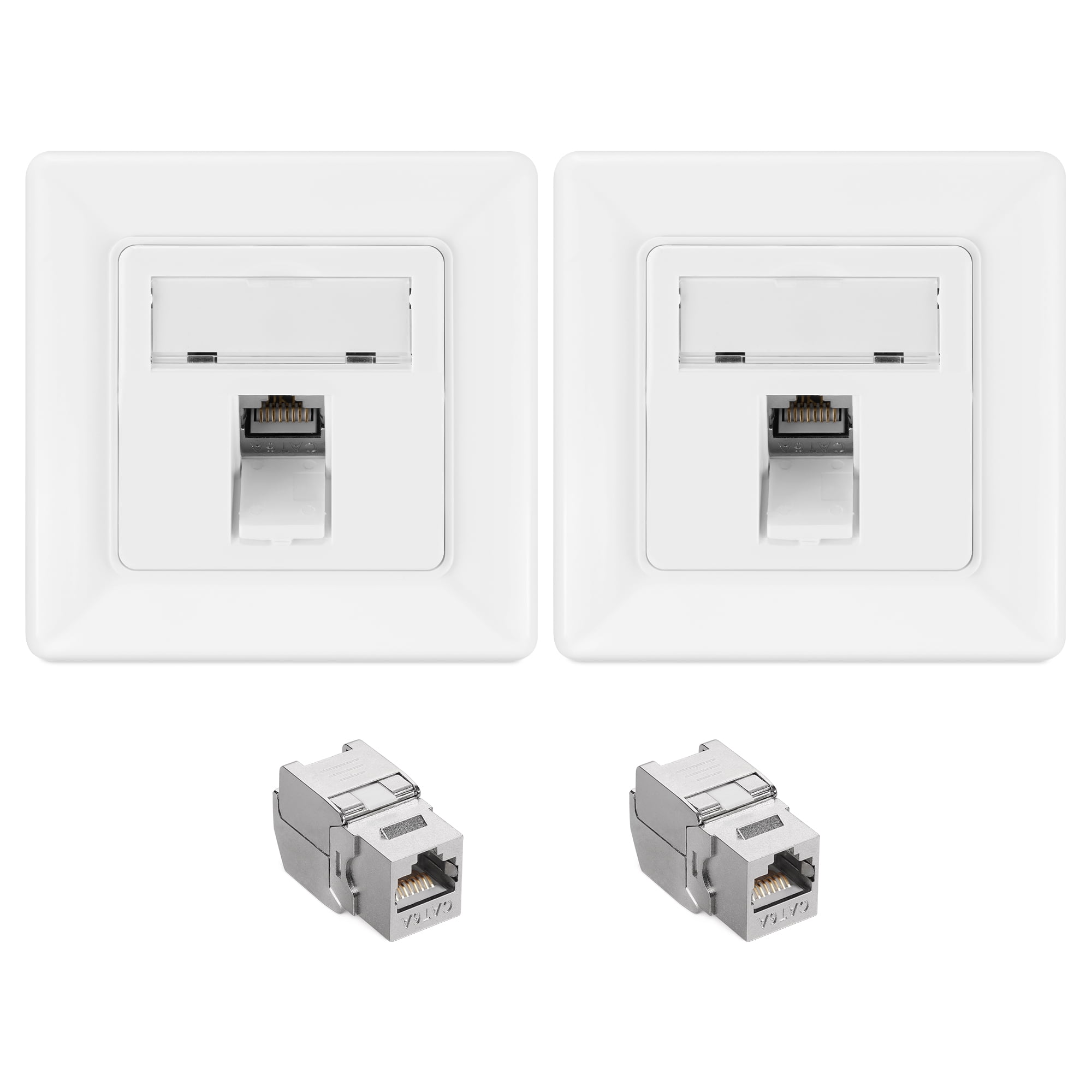 kwmobile Keystone Jack Wall Plate Set (2-Pack) - Cat6A 1-Port Ethernet ...